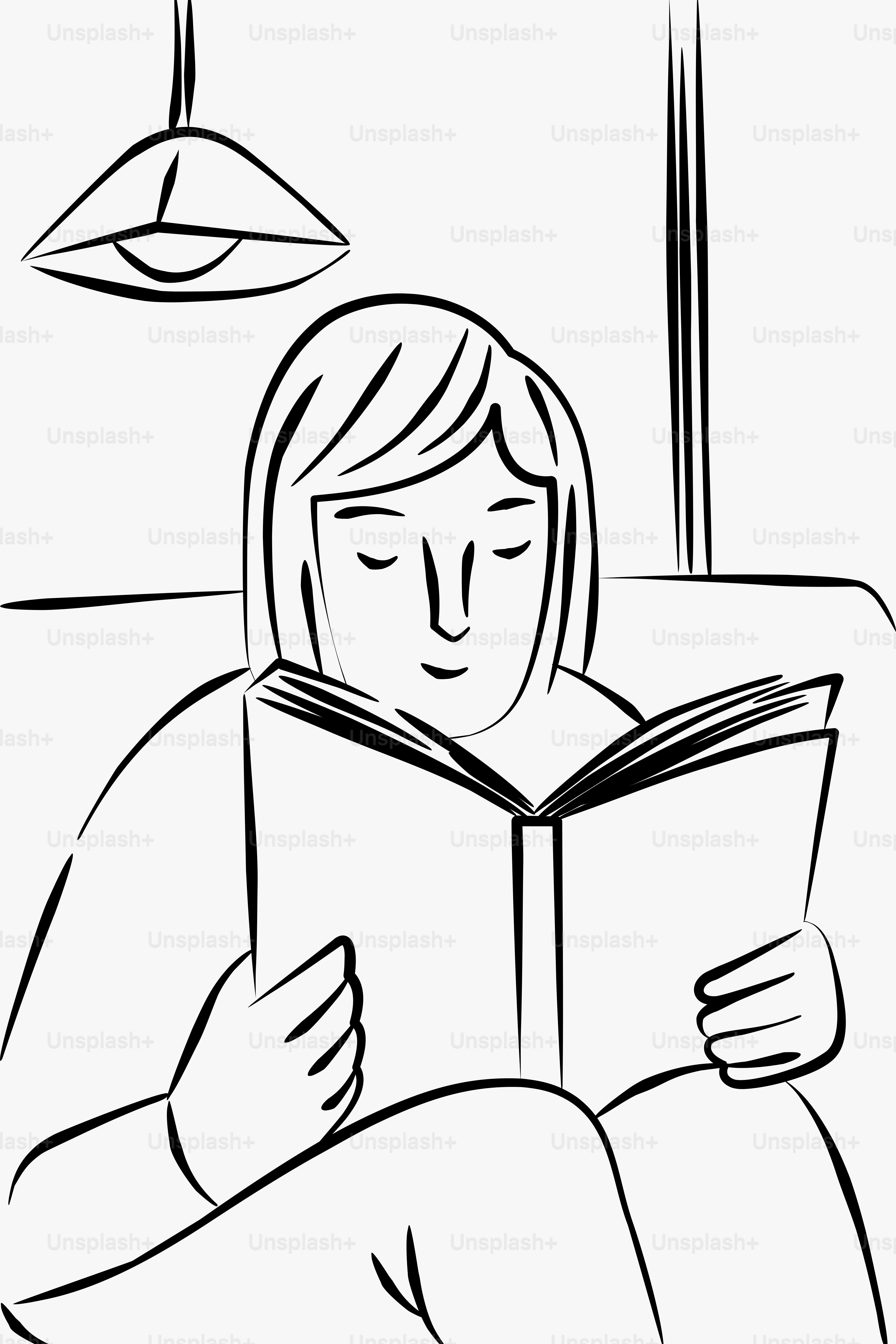 A person reading a book under a lamp. vector – Woman Image on Unsplash