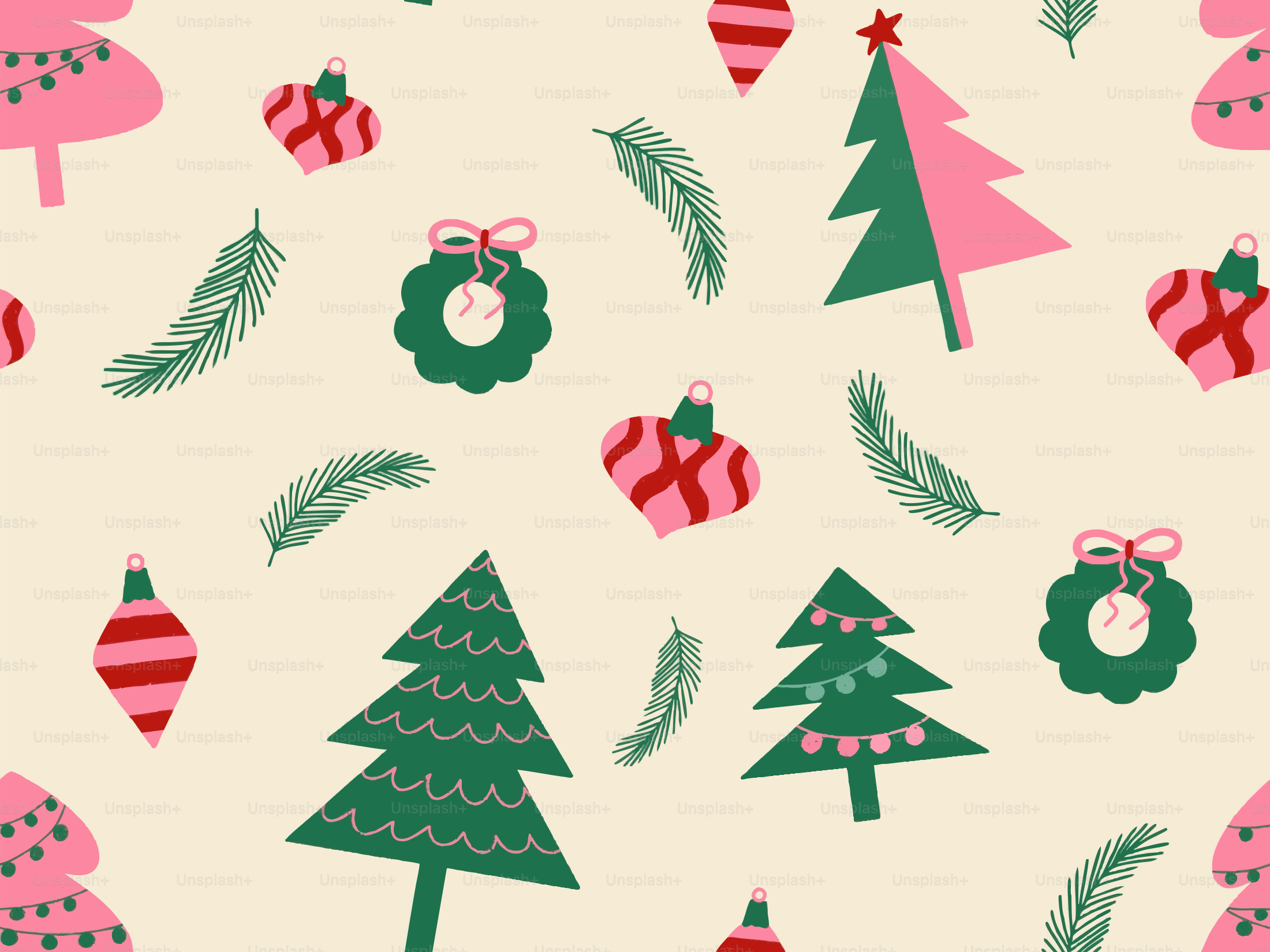 Retro christmas ornaments on a cream background vector – Wallpaper ...