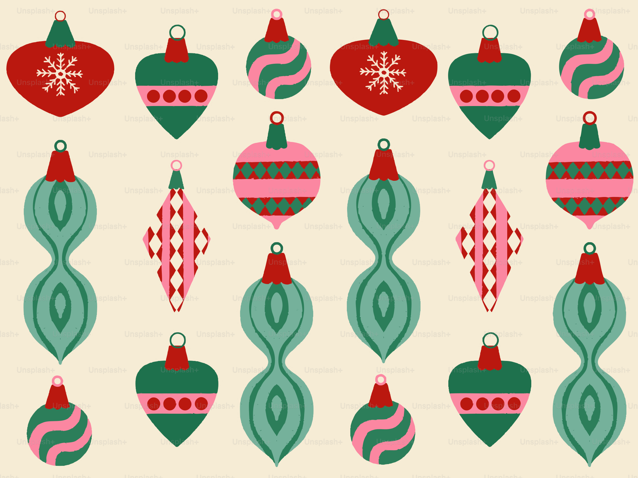 Retro christmas ornaments on a cream background vector – Wallpaper ...