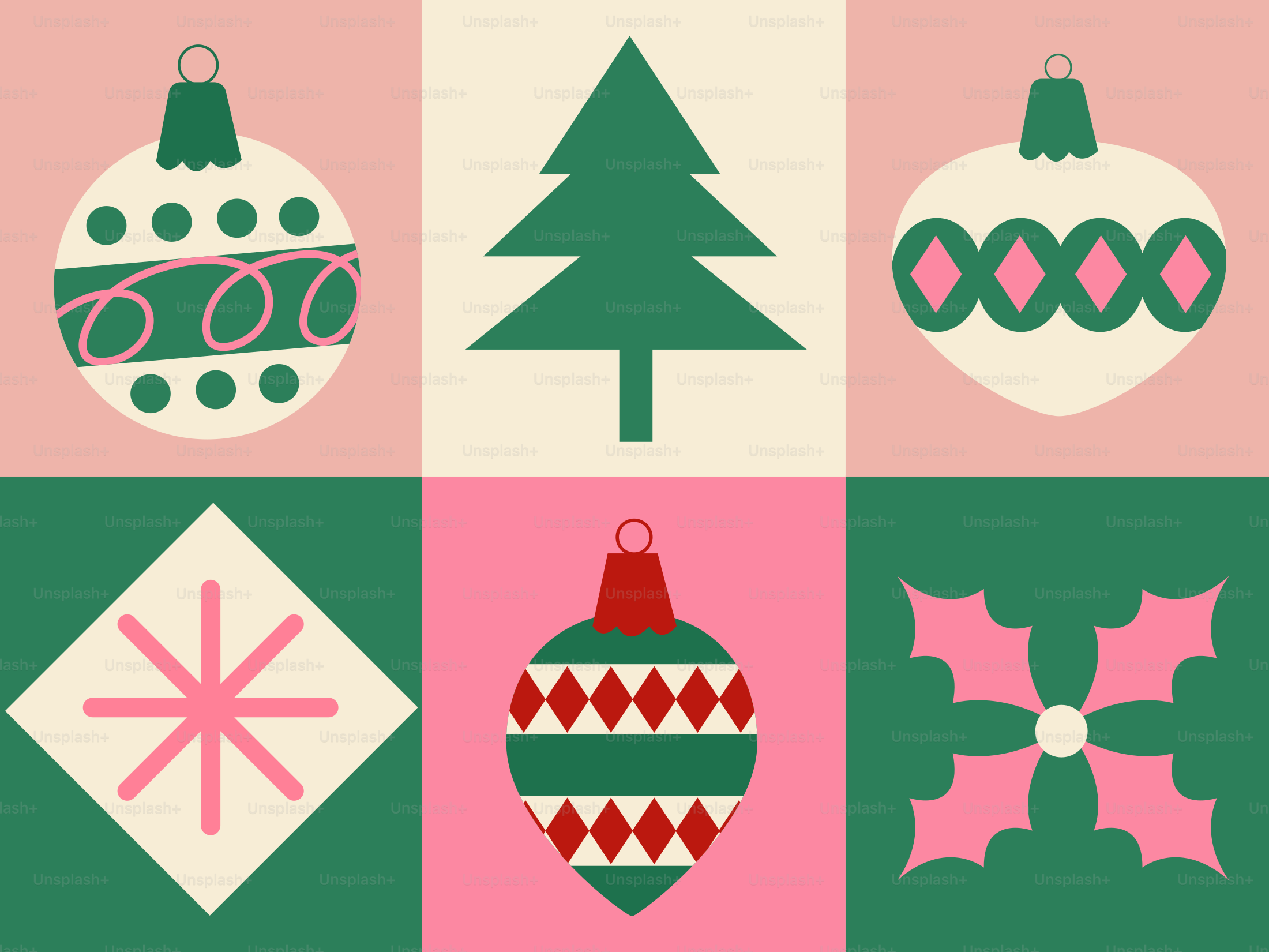 Retro christmas ornaments on a cream background vector – Wallpaper ...