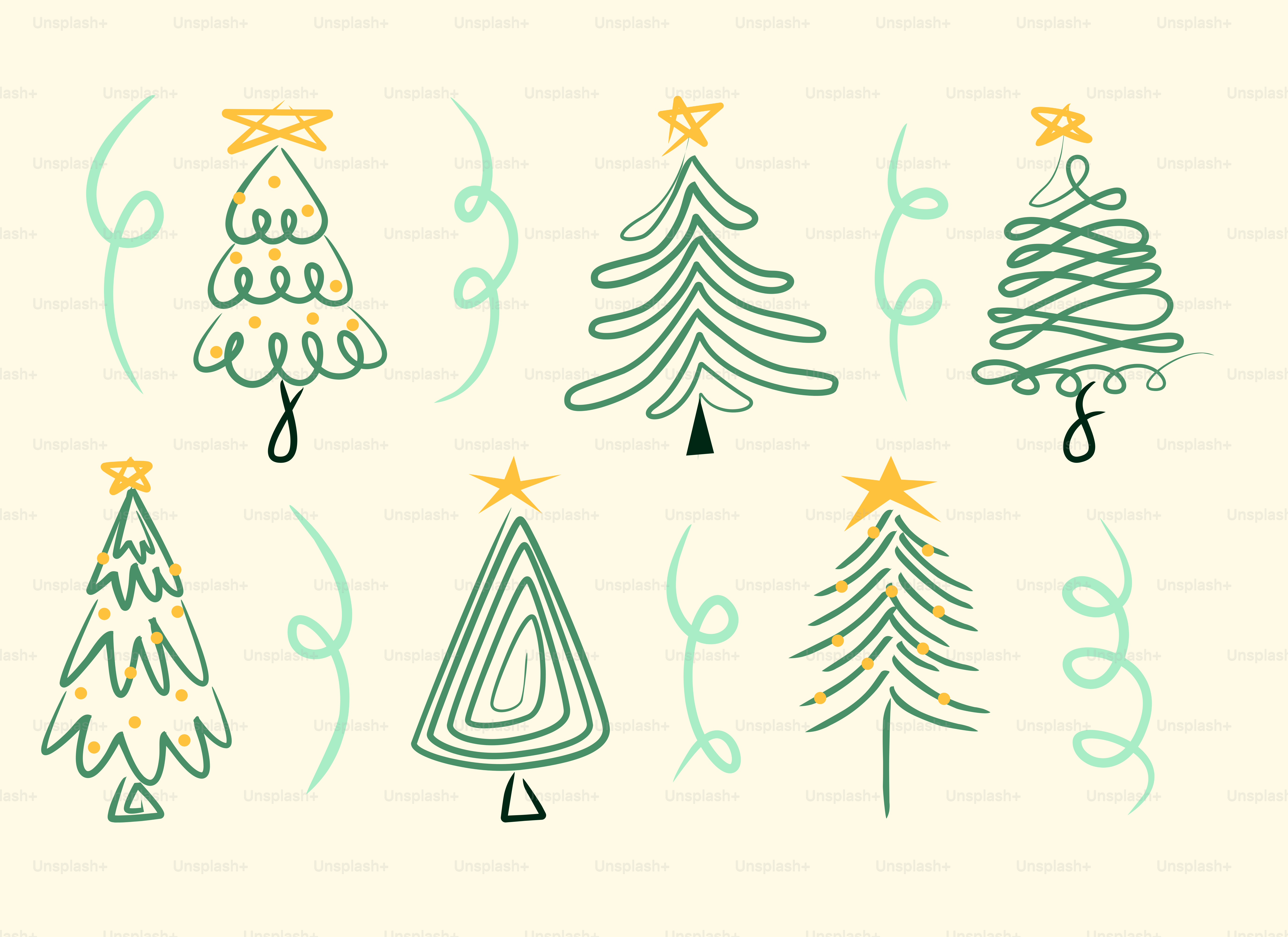 Several stylized christmas trees with decorative elements. vector ...