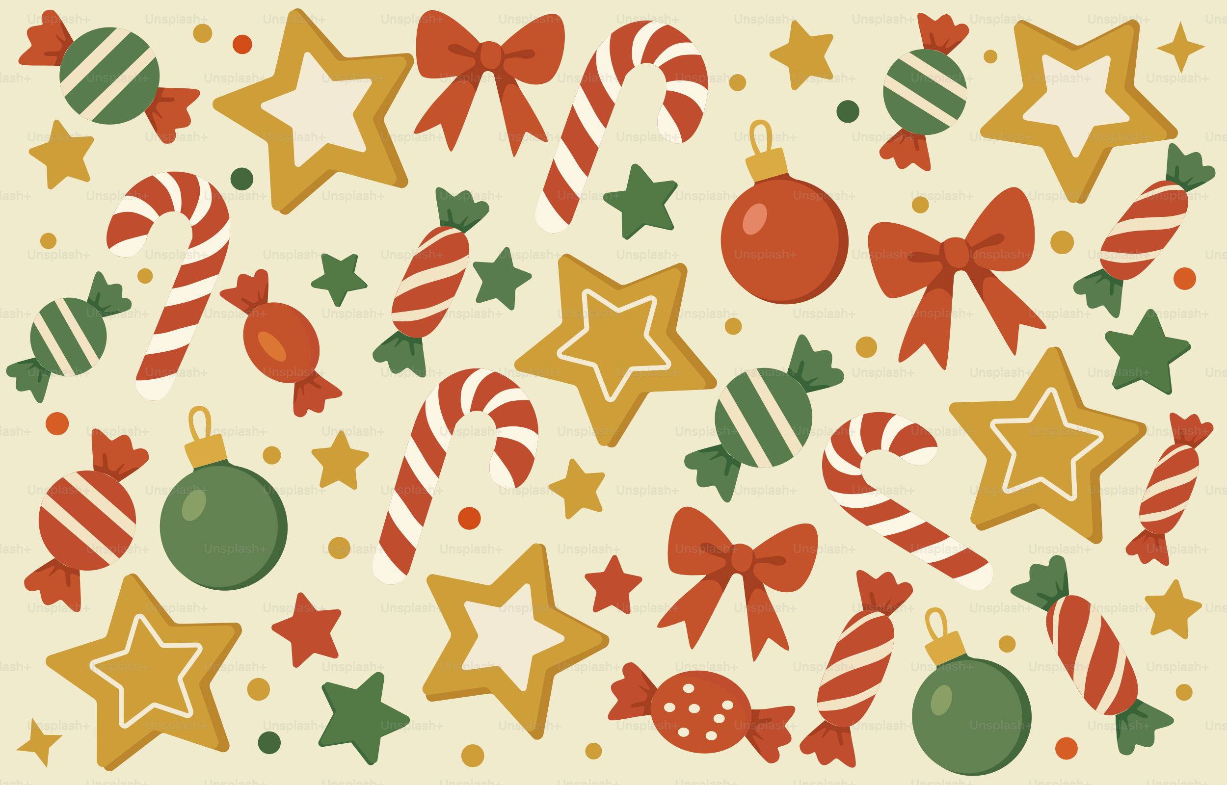 Vektor Ornamen Natal, tongkat permen, dan pola bintang – Gambar ...