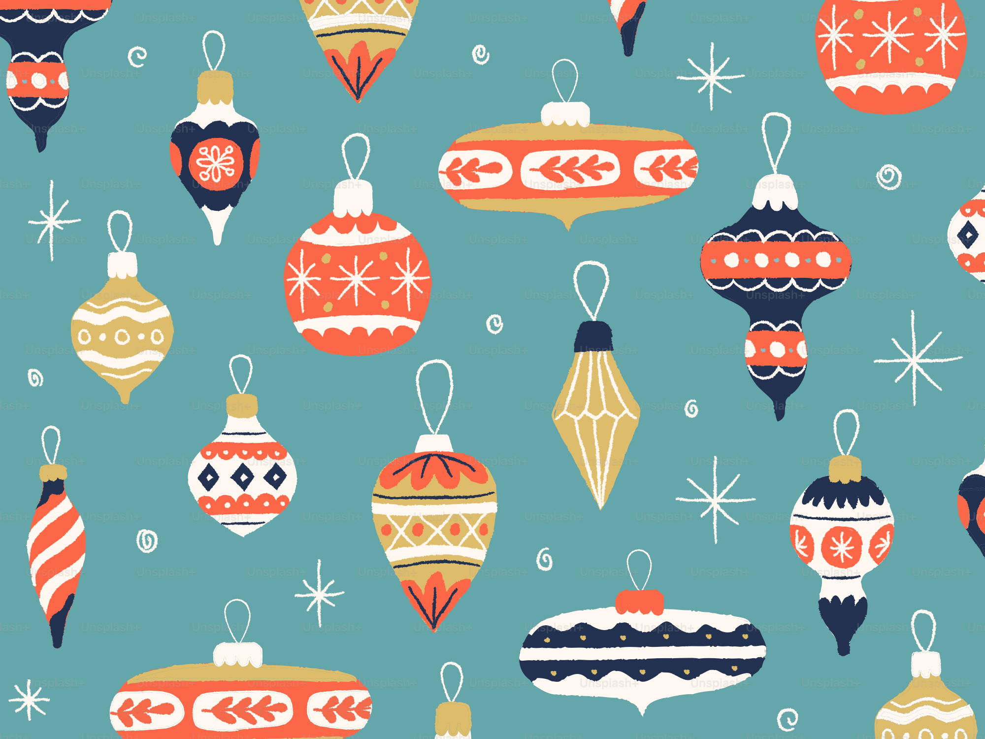 Vintage christmas ornaments on a teal background vector – Wallpaper ...