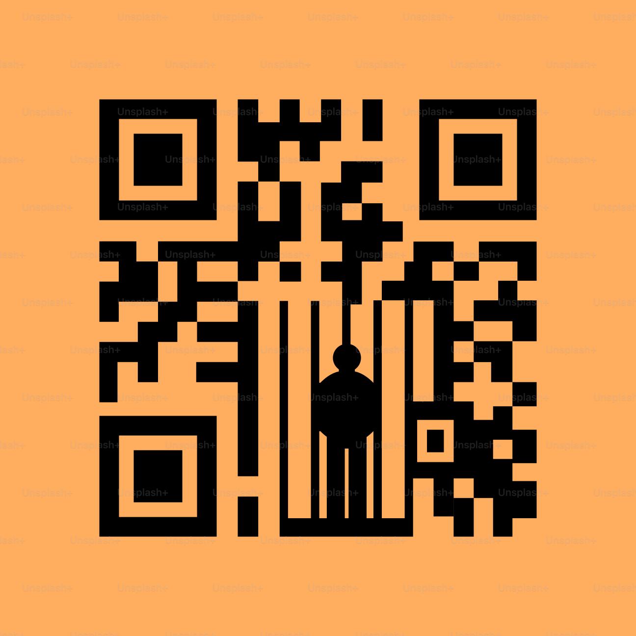 Qr code with a silhouette of a person behind bars. vector – Technology ...