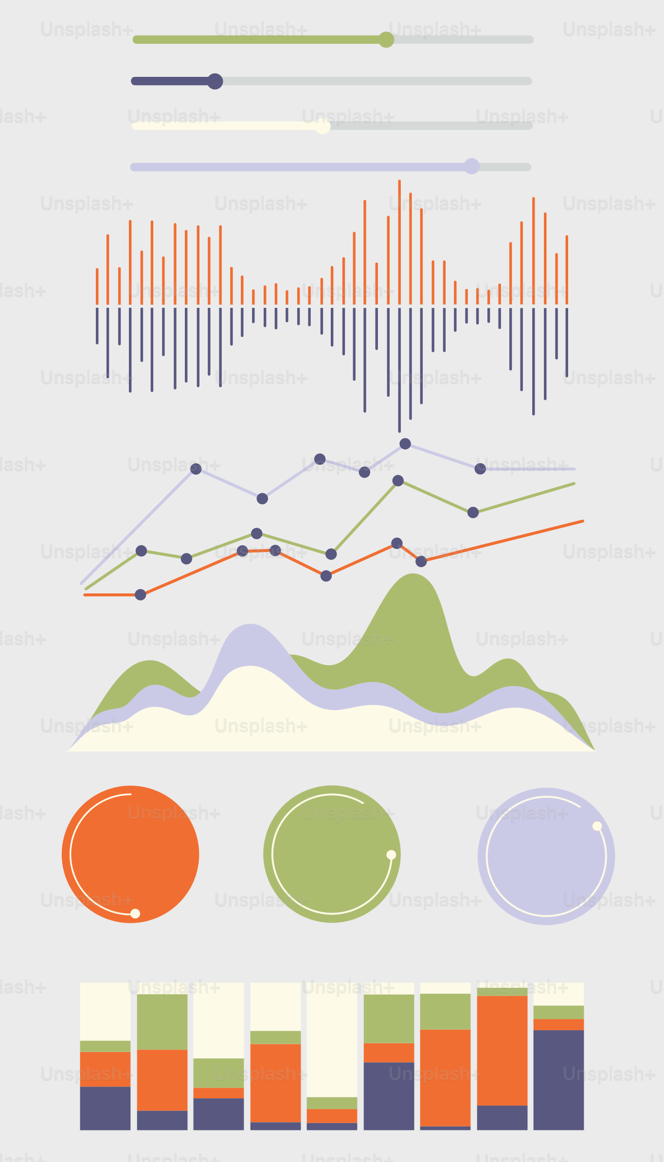 Collection of various colorful data charts and graphs. vector ...
