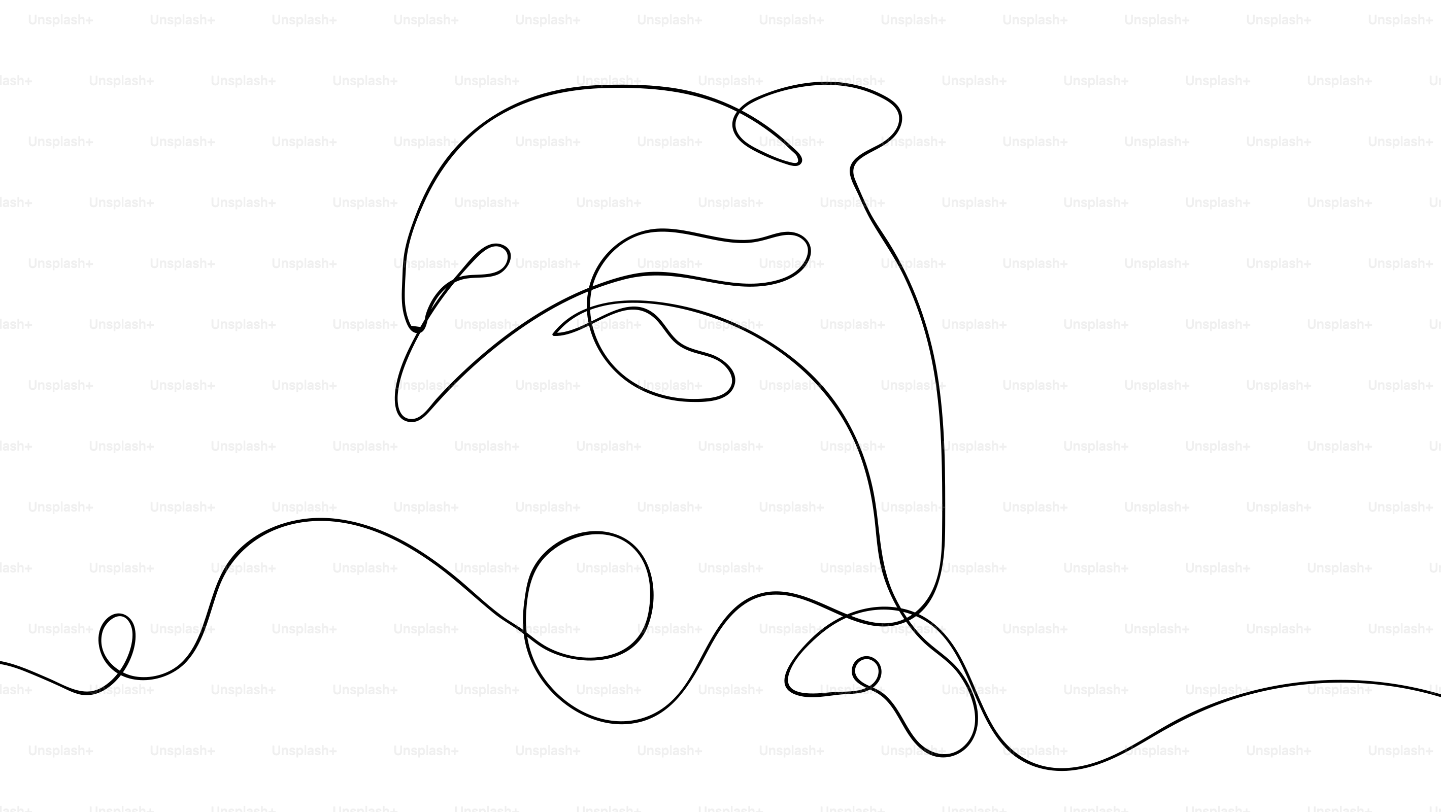 A single line drawing of a jumping dolphin vector – Illustration Image ...