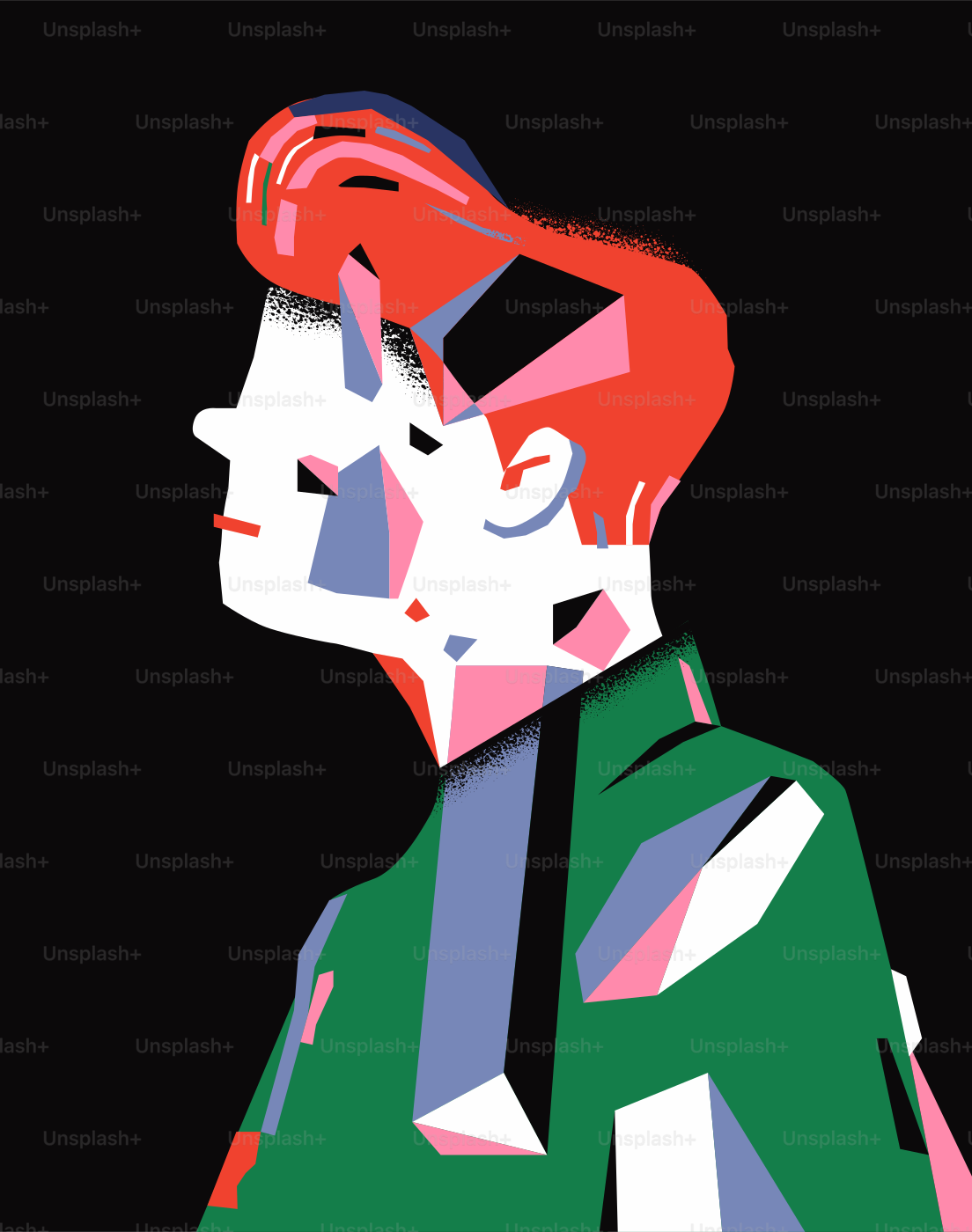 Stylized man with geometric shapes on face vector – Abstract Image on ...