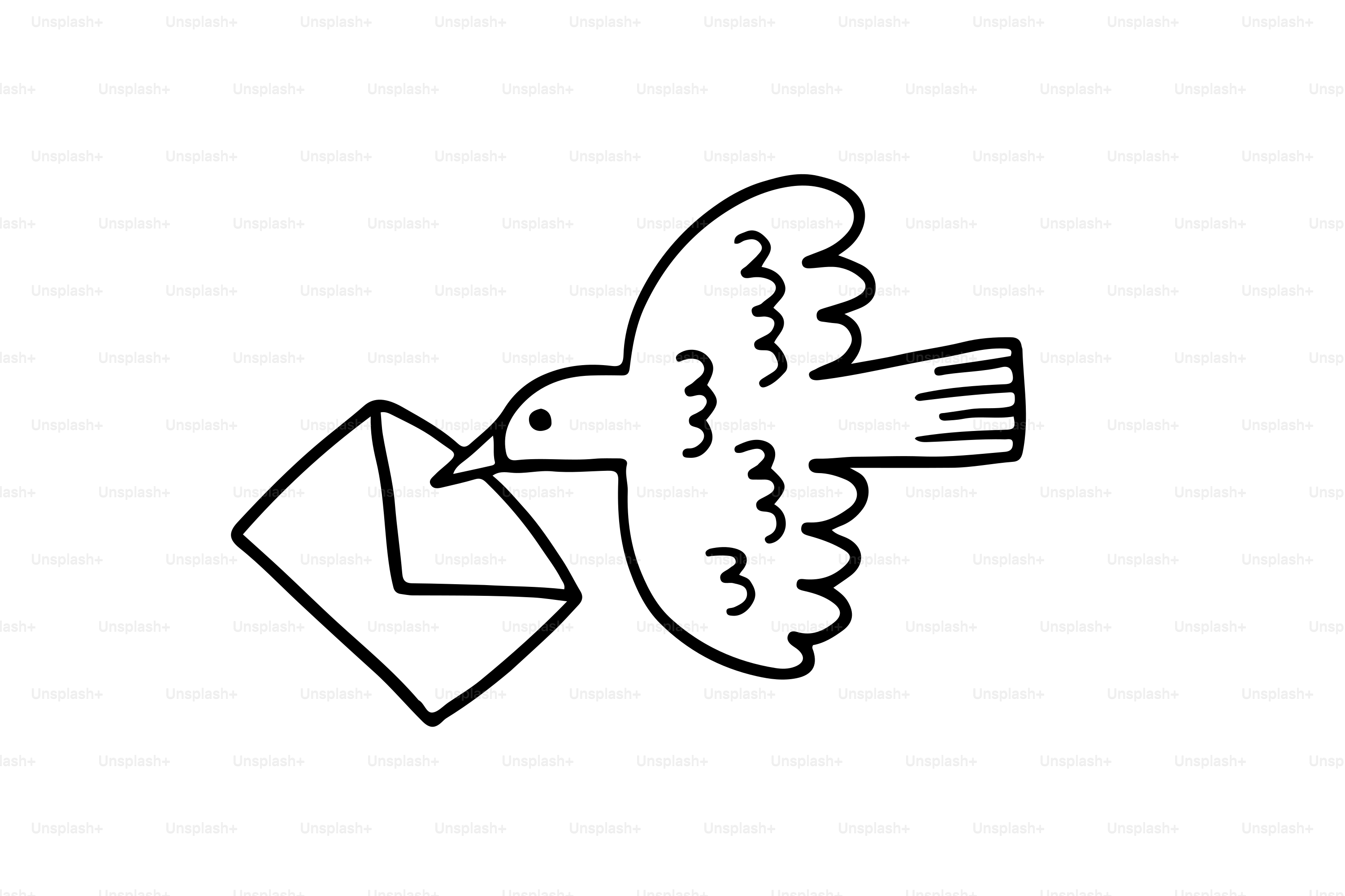 Vektor Burung membawa amplop di paruhnya. – Gambar Latar putih di Unsplash