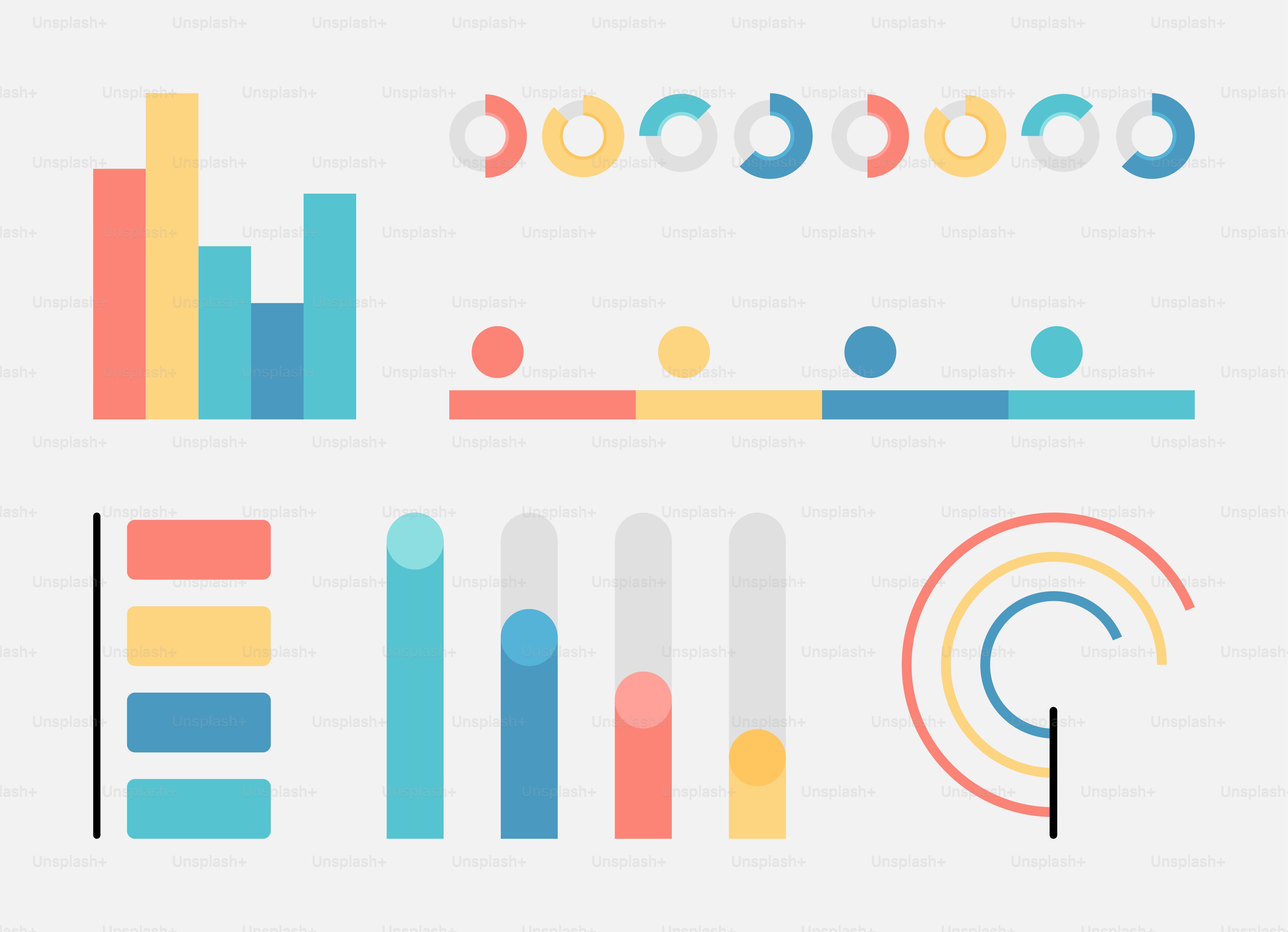 Various colorful data visualization charts and graphs. vector ...