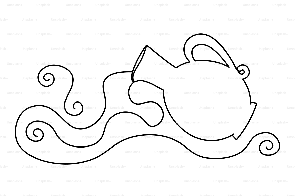 Un simple dessin au trait d’un pichet d’eau versant de l’eau. vectoriel ...