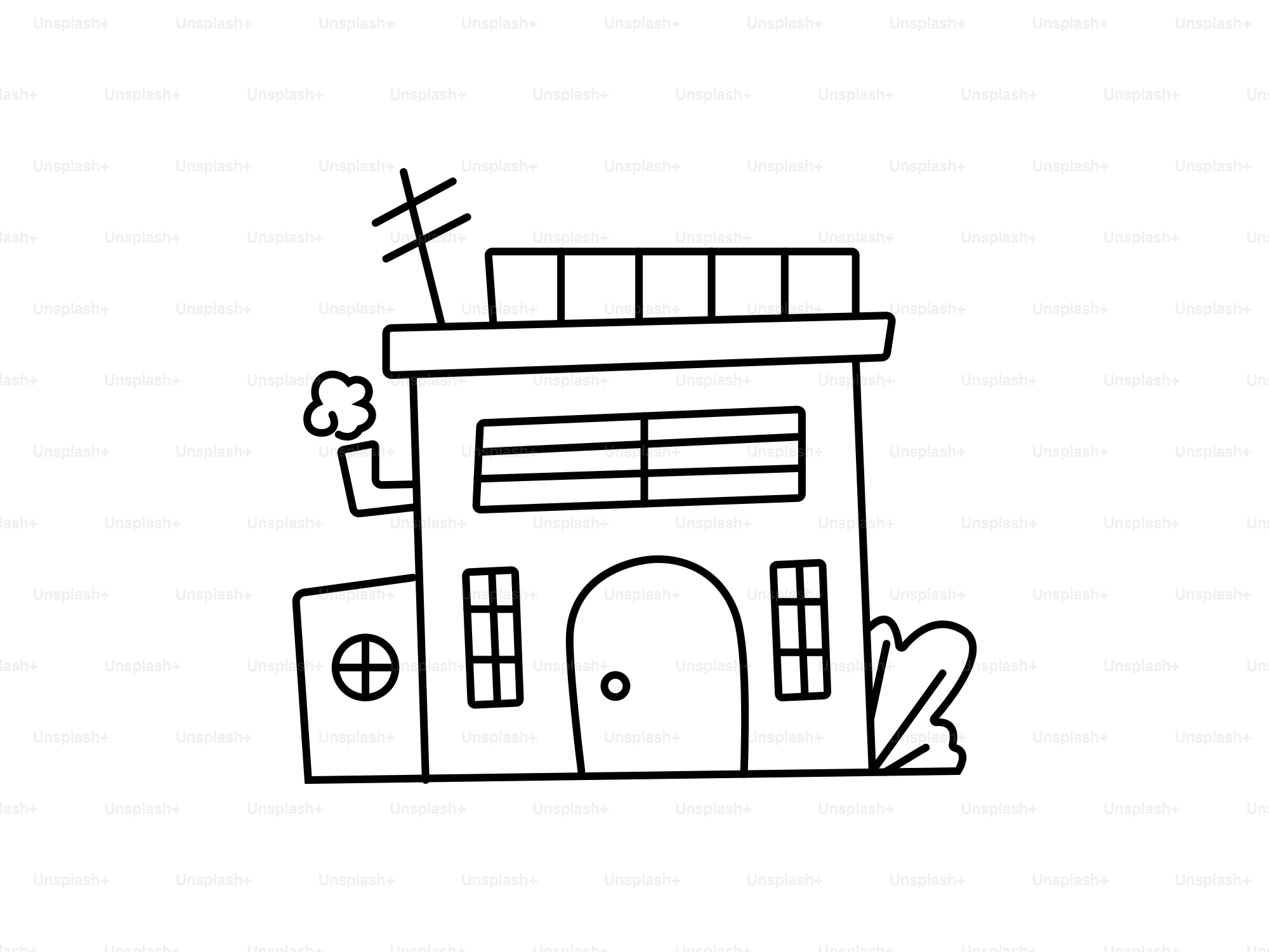 A simple cartoon drawing of a two-story house. vector – Building Image ...