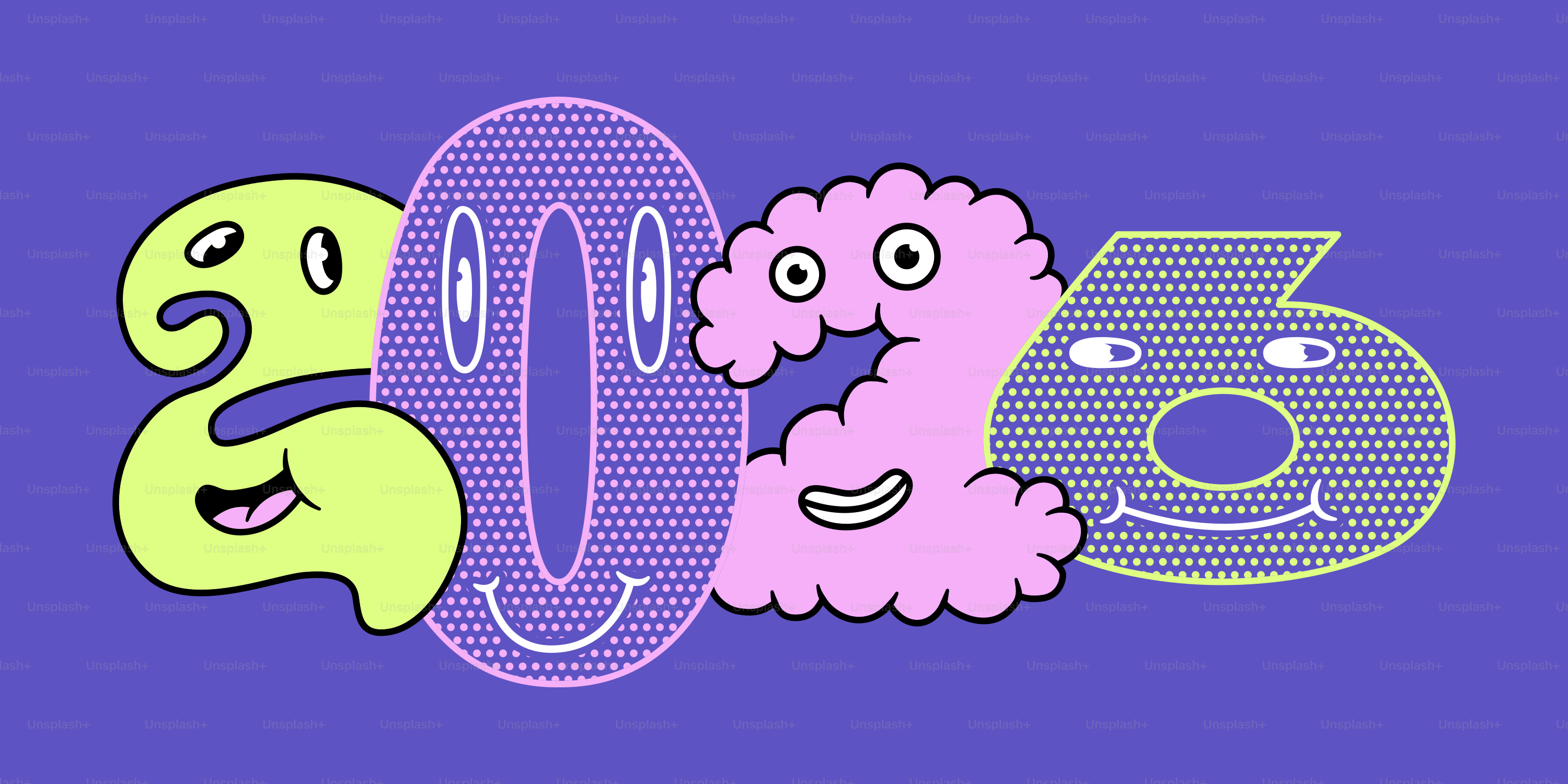 Cartoon numbers 206 with faces on purple background vector – Wallpaper ...