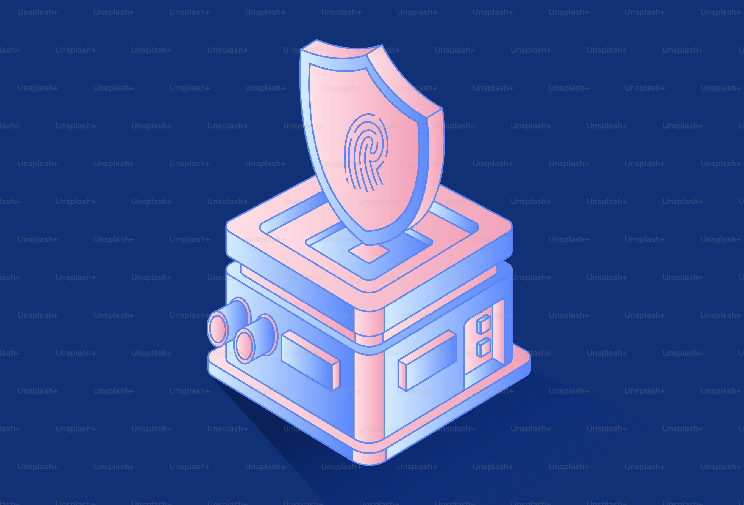 Digital security shield over server with fingerprint vector ...