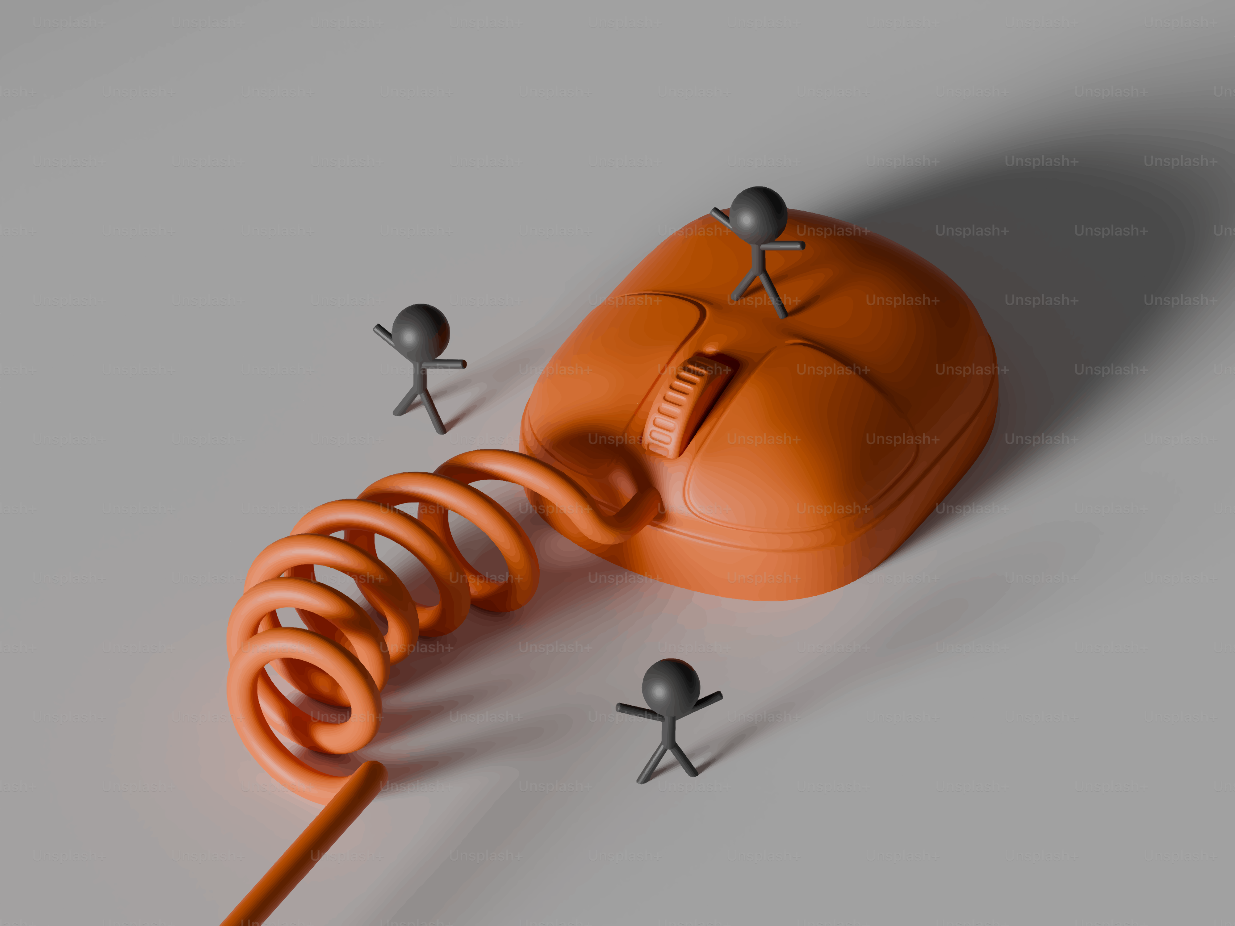 Three stick figures with a coiled computer mouse vector – Abstract ...