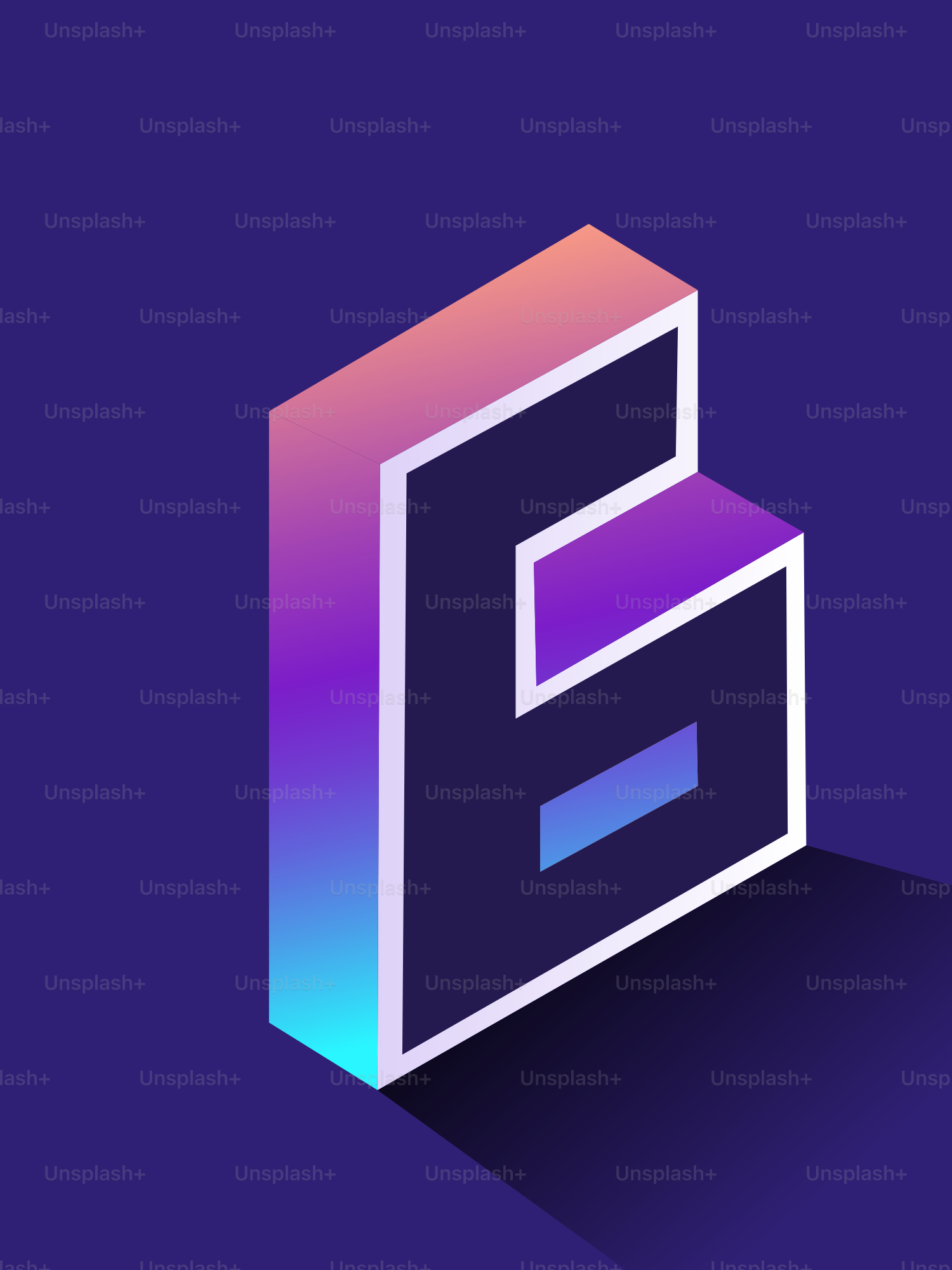 Isometric letter g with gradient lighting on purple background vector ...