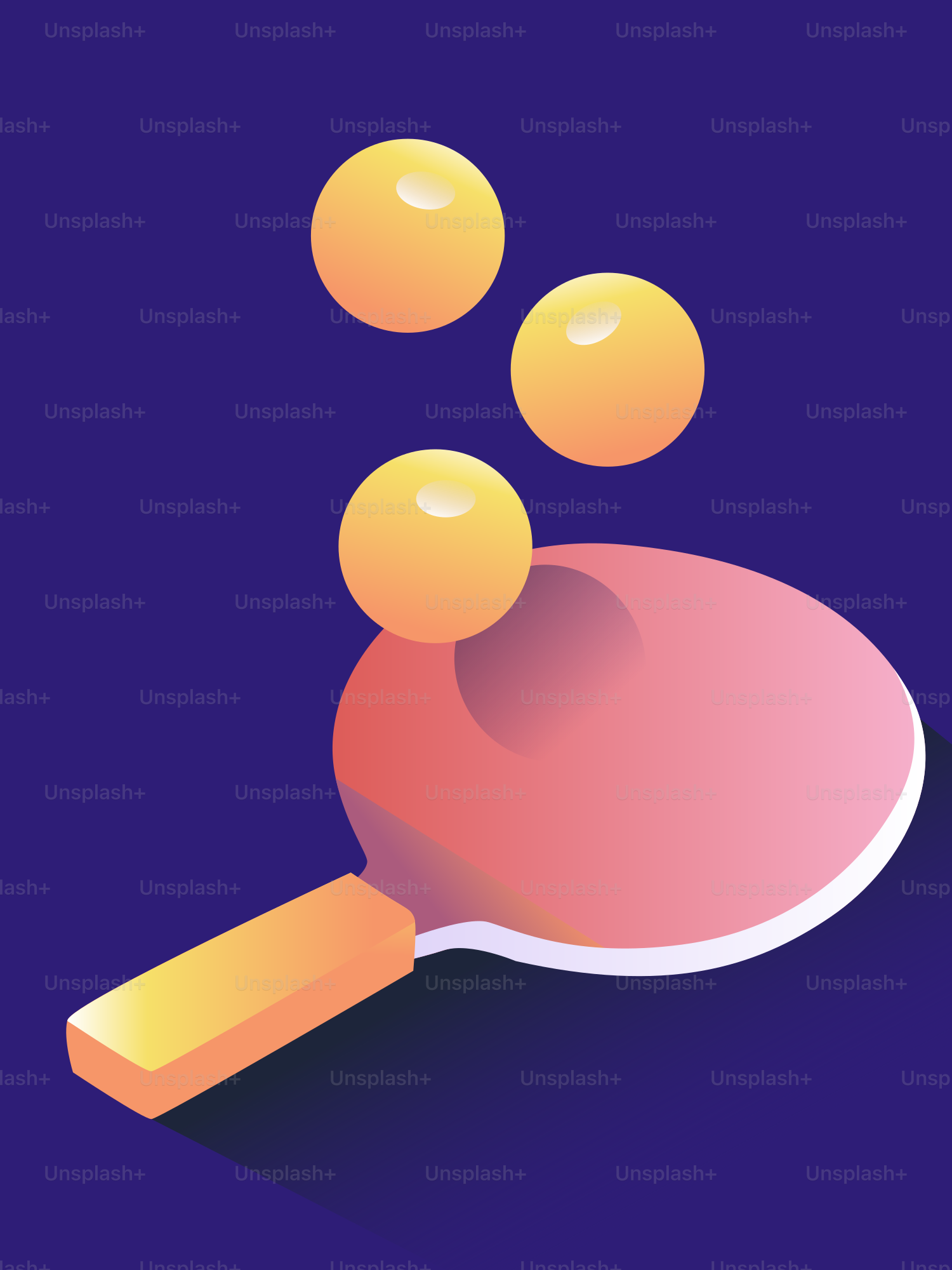 Tre palline da ping pong e una racchetta vettoriale – Immagine di Rosa ...