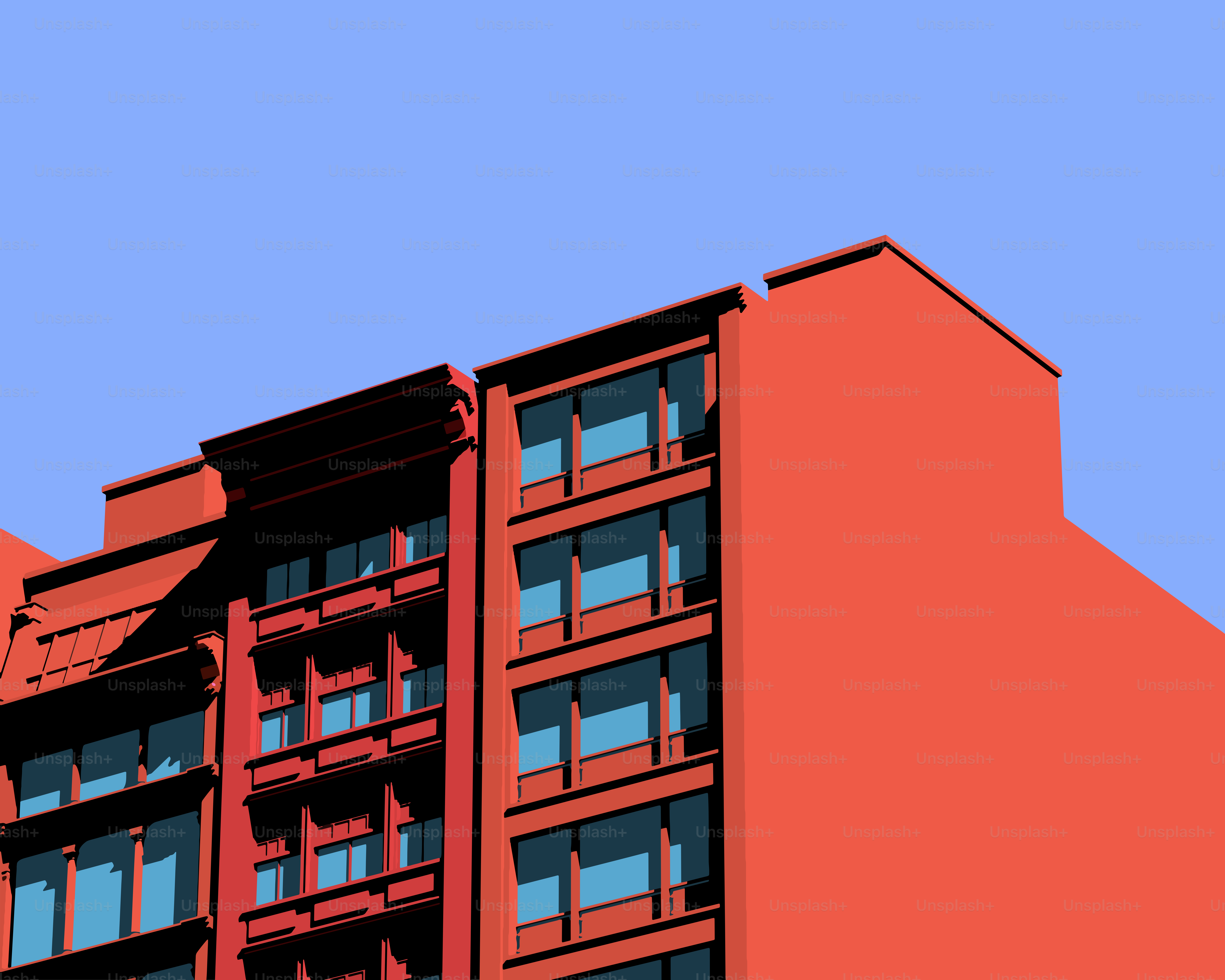 Modern building facade against a clear blue sky vector – Building Image ...