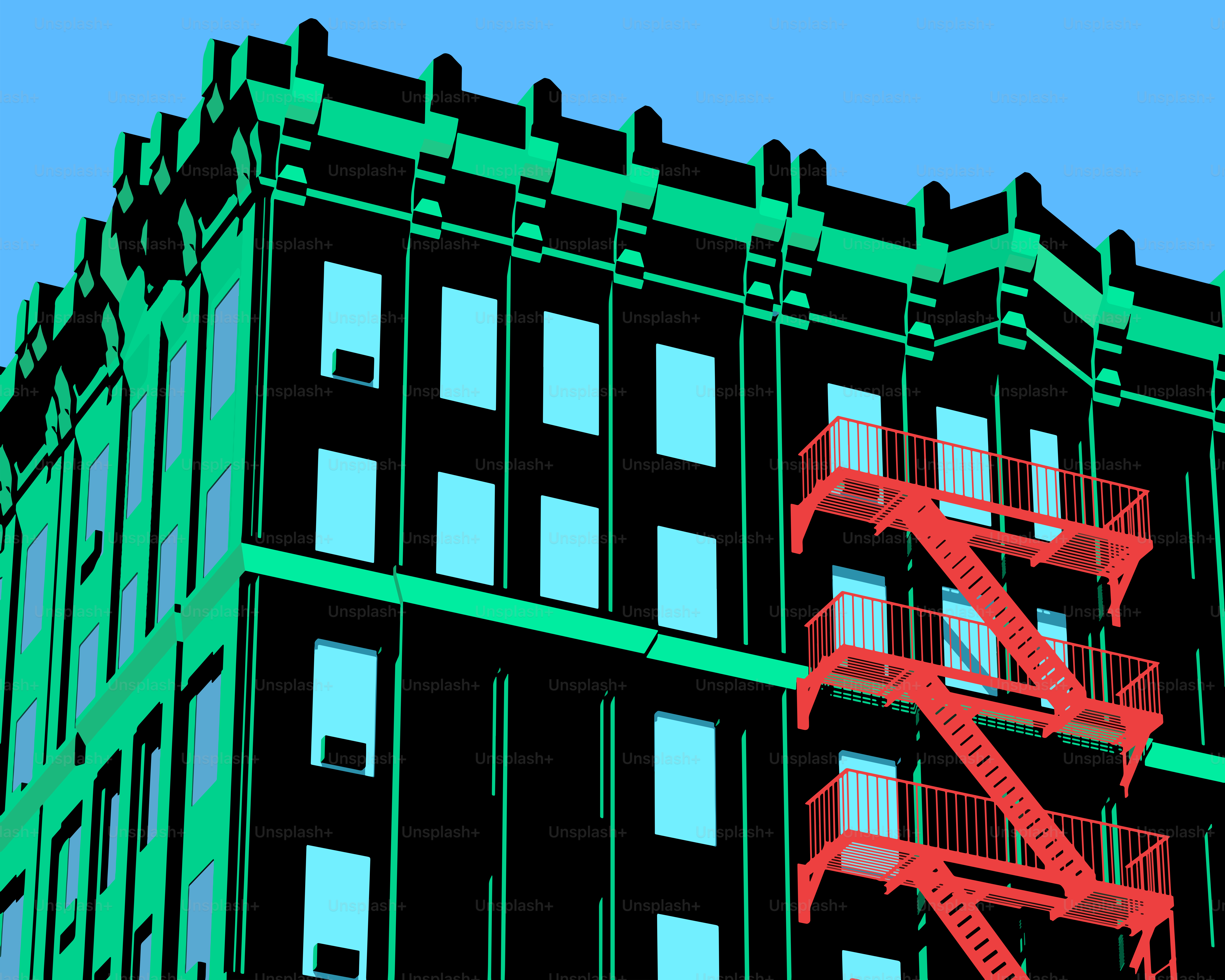 Modern building facade against a clear blue sky vector – Building Image ...