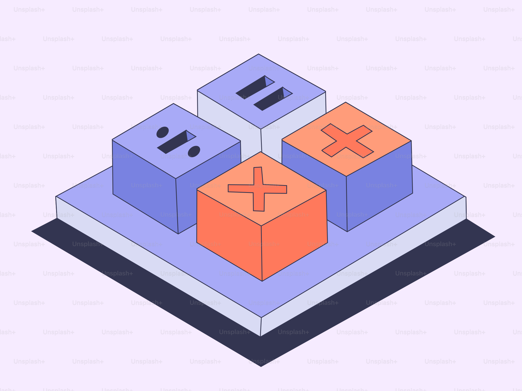 Four math operation blocks on a platform. vector – Abstract Image on ...