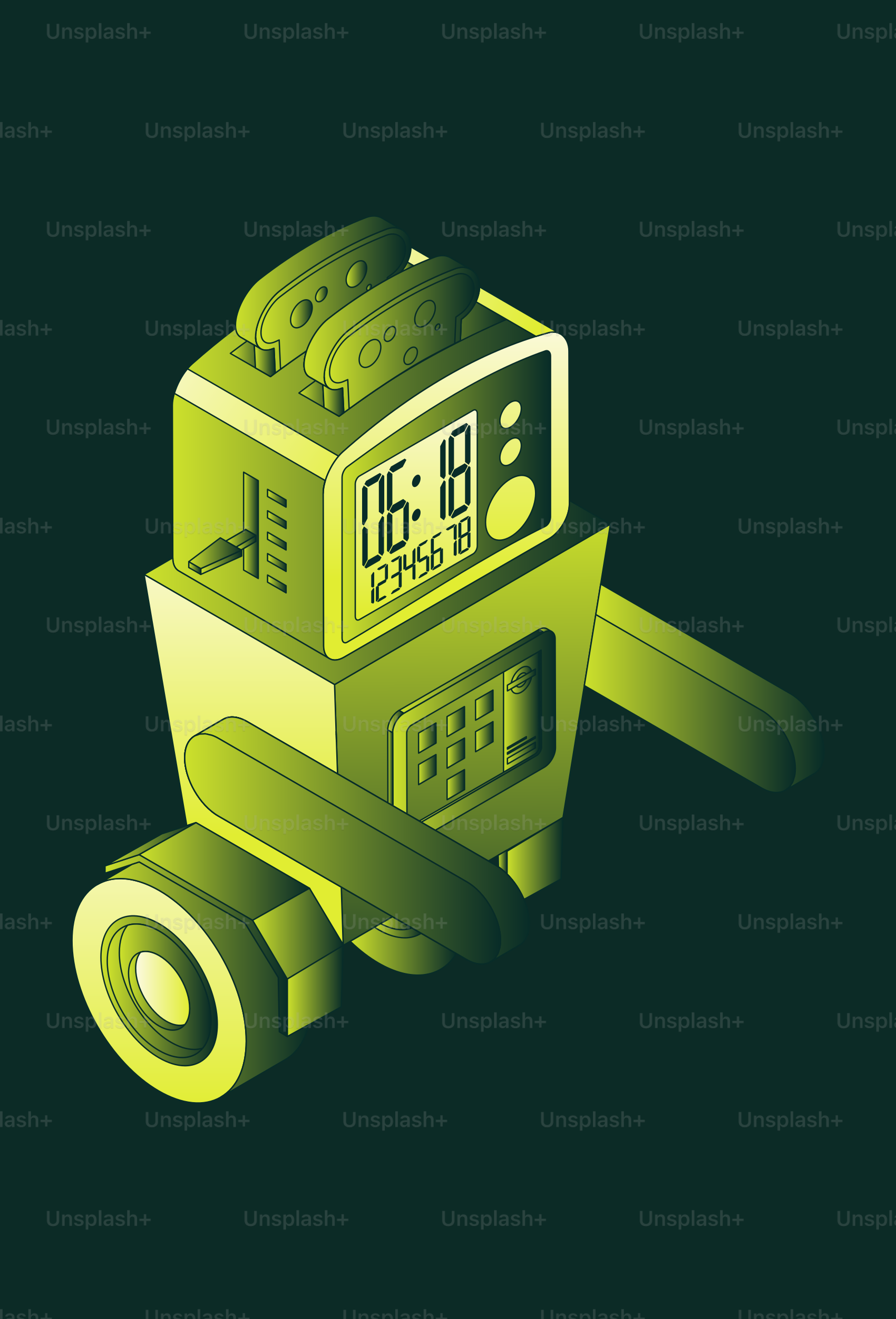 A robot made from a toaster and a calculator. vector – Gradient Image ...