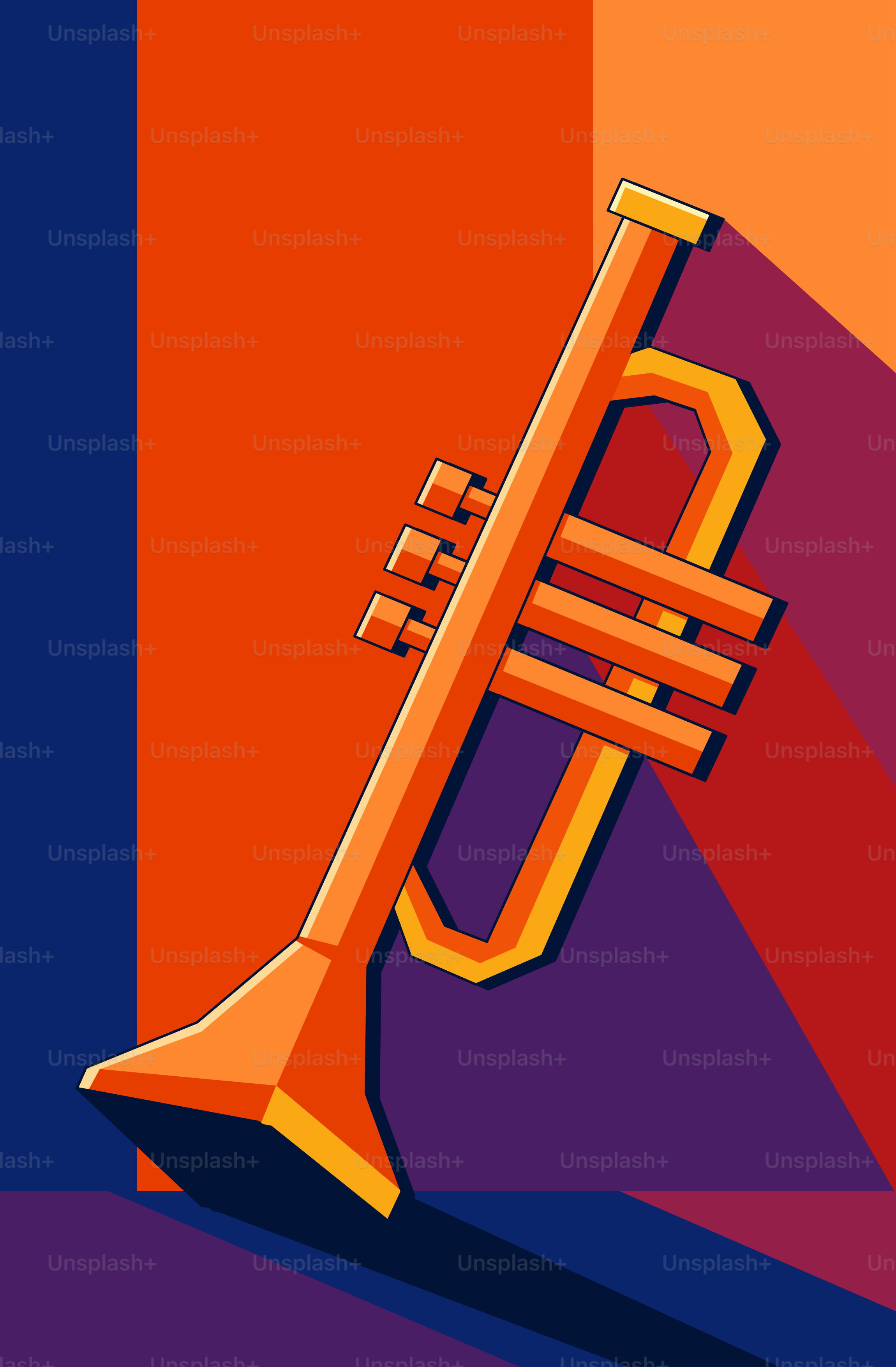 A stylized harp with warm colors and geometric shapes vector – Abstract ...