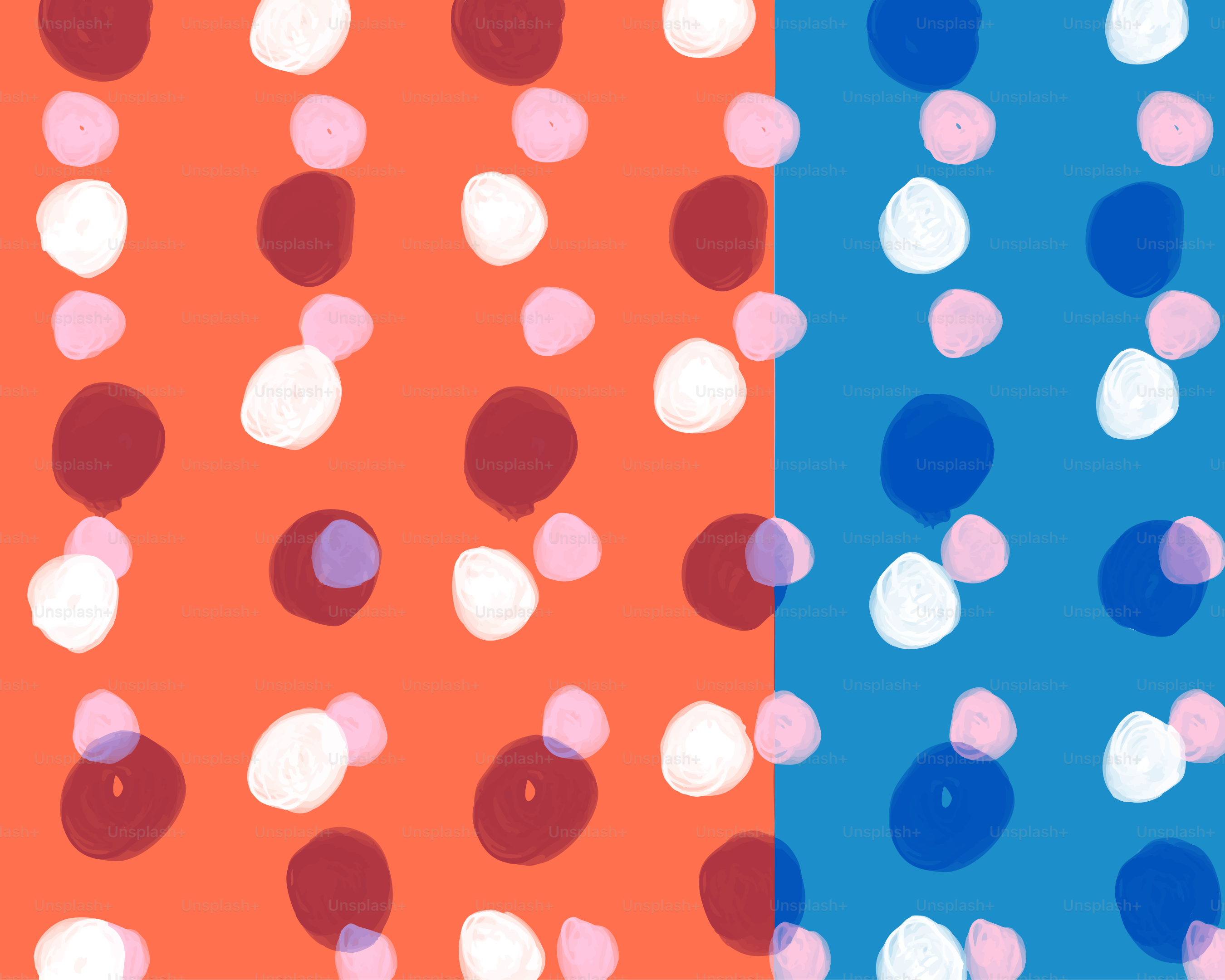 Orange and blue background with scattered colorful dots vector ...