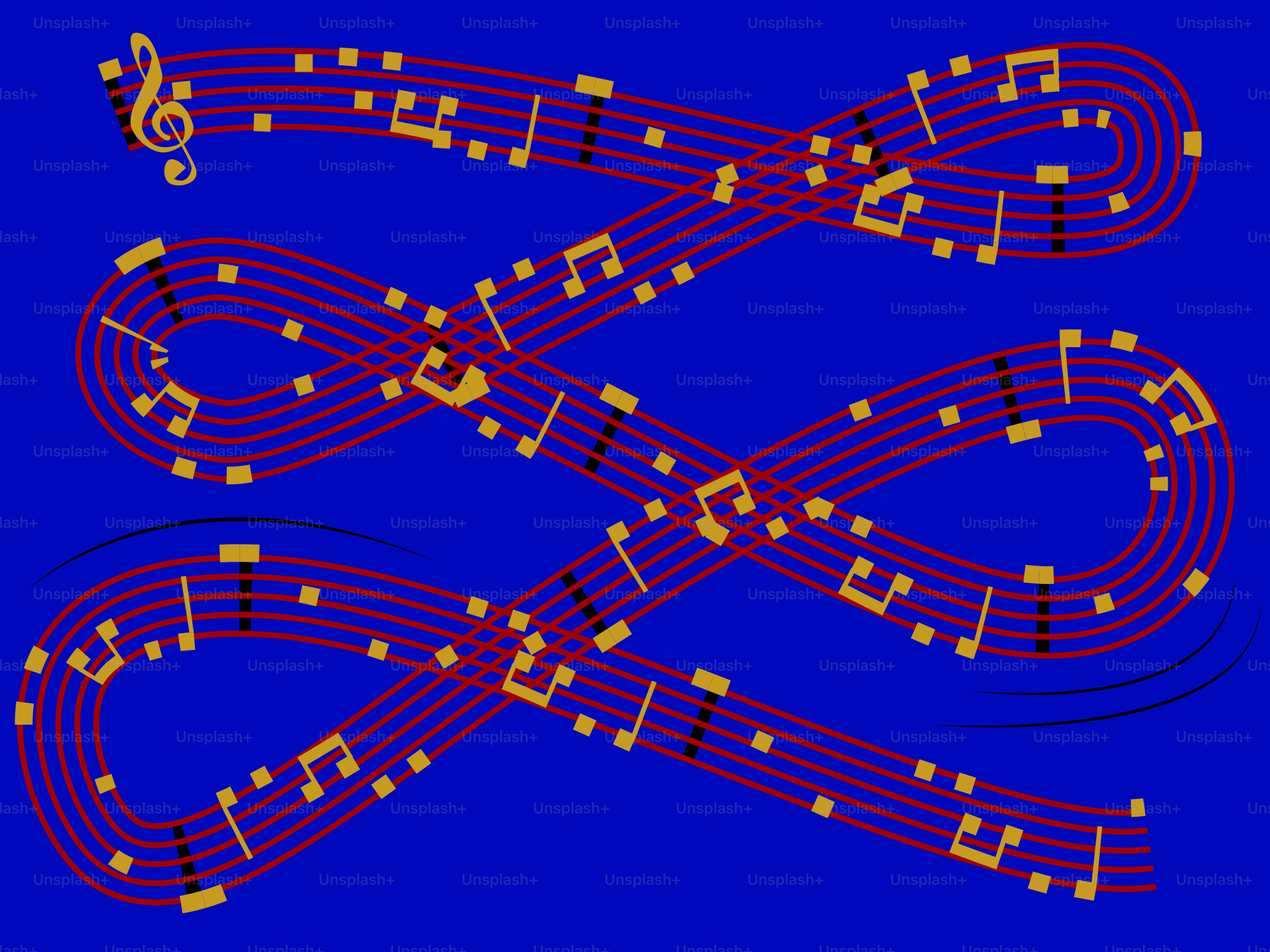 Musical notes flow in an infinity loop pattern. vector – Black Image on ...