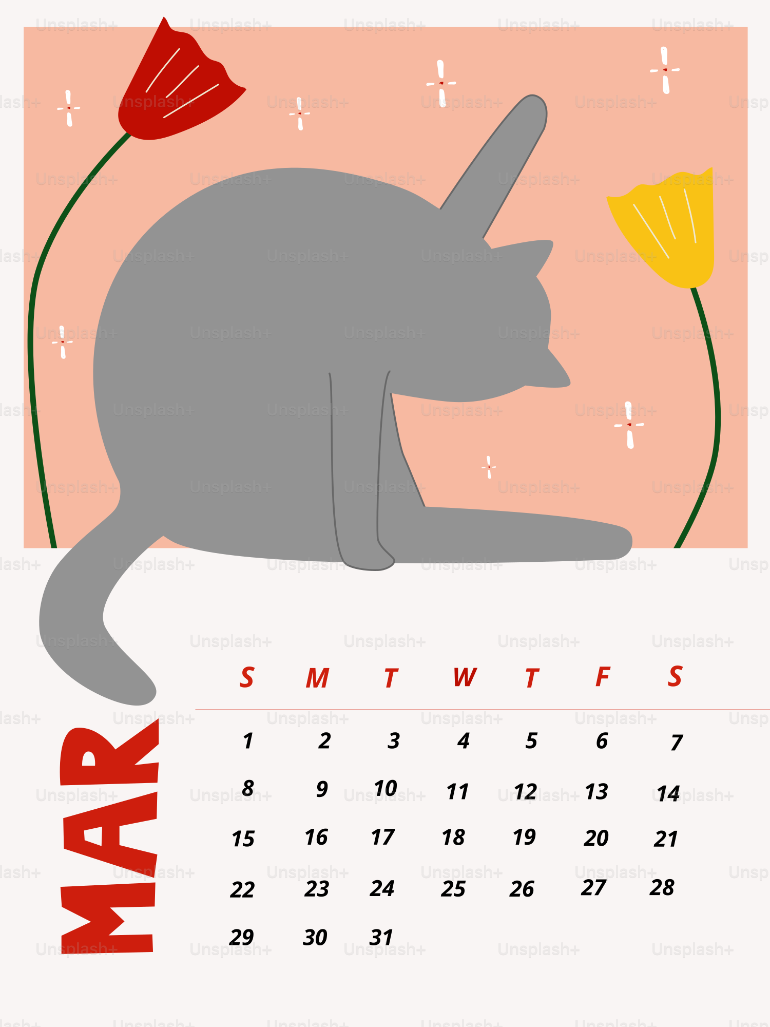 A cat wearing a tie sits by a calendar. vector – Cat Image on Unsplash
