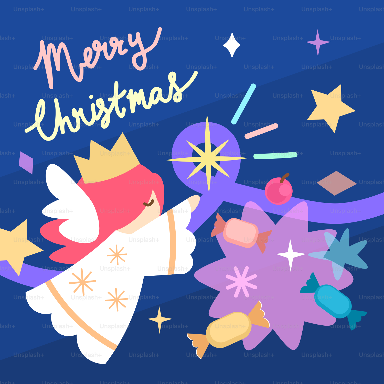 Vektor Malaikat meniup terompet dengan burung dan bintang – Gambar ...