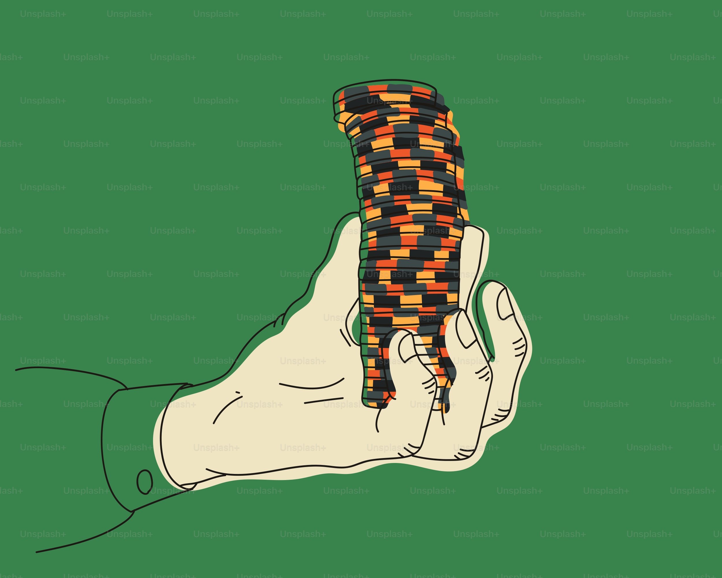 Hand stacking casino chips on green background vector – Illustration ...