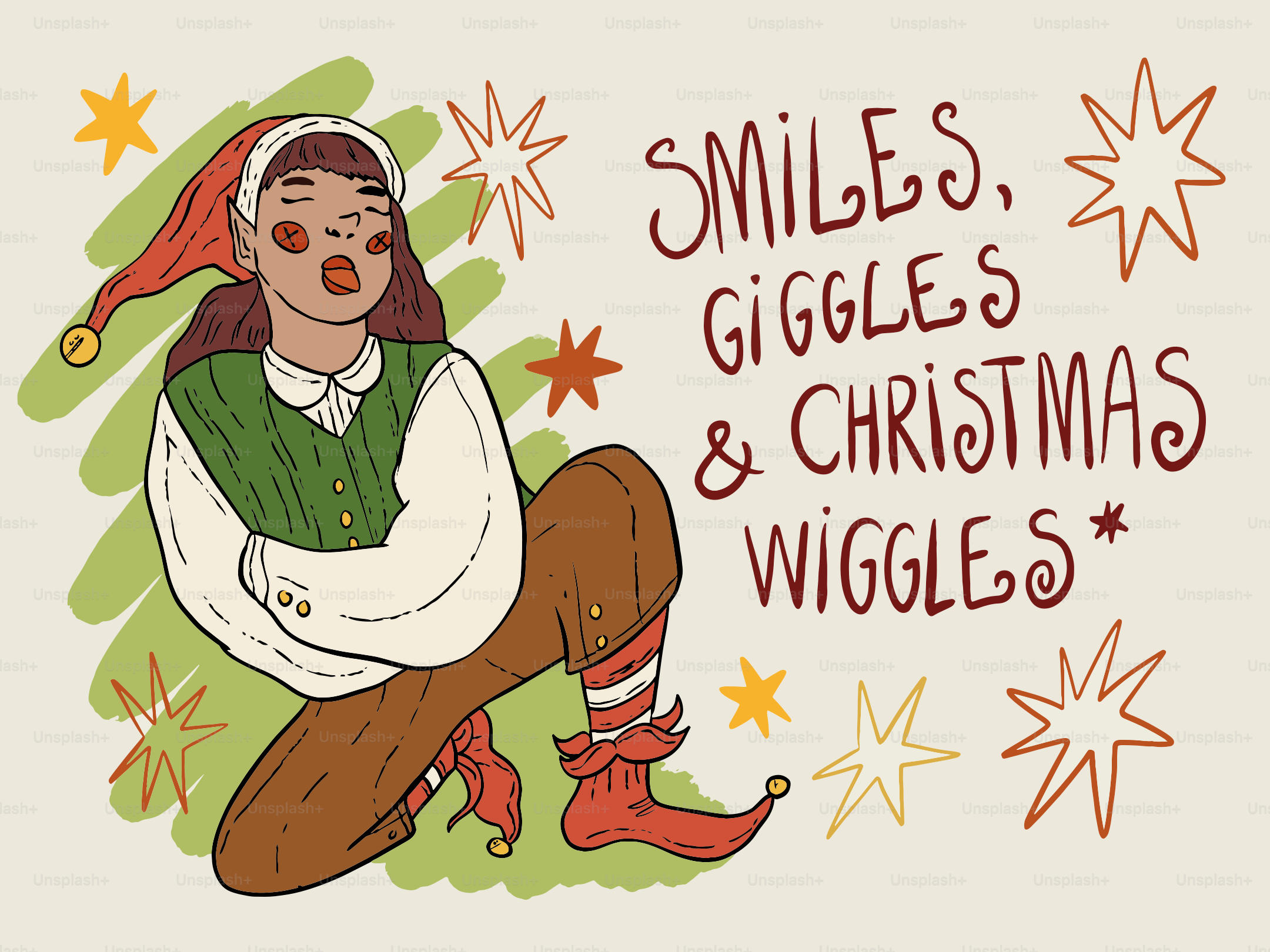 Elf with festive text and starry decorations vector – Christmas Image ...