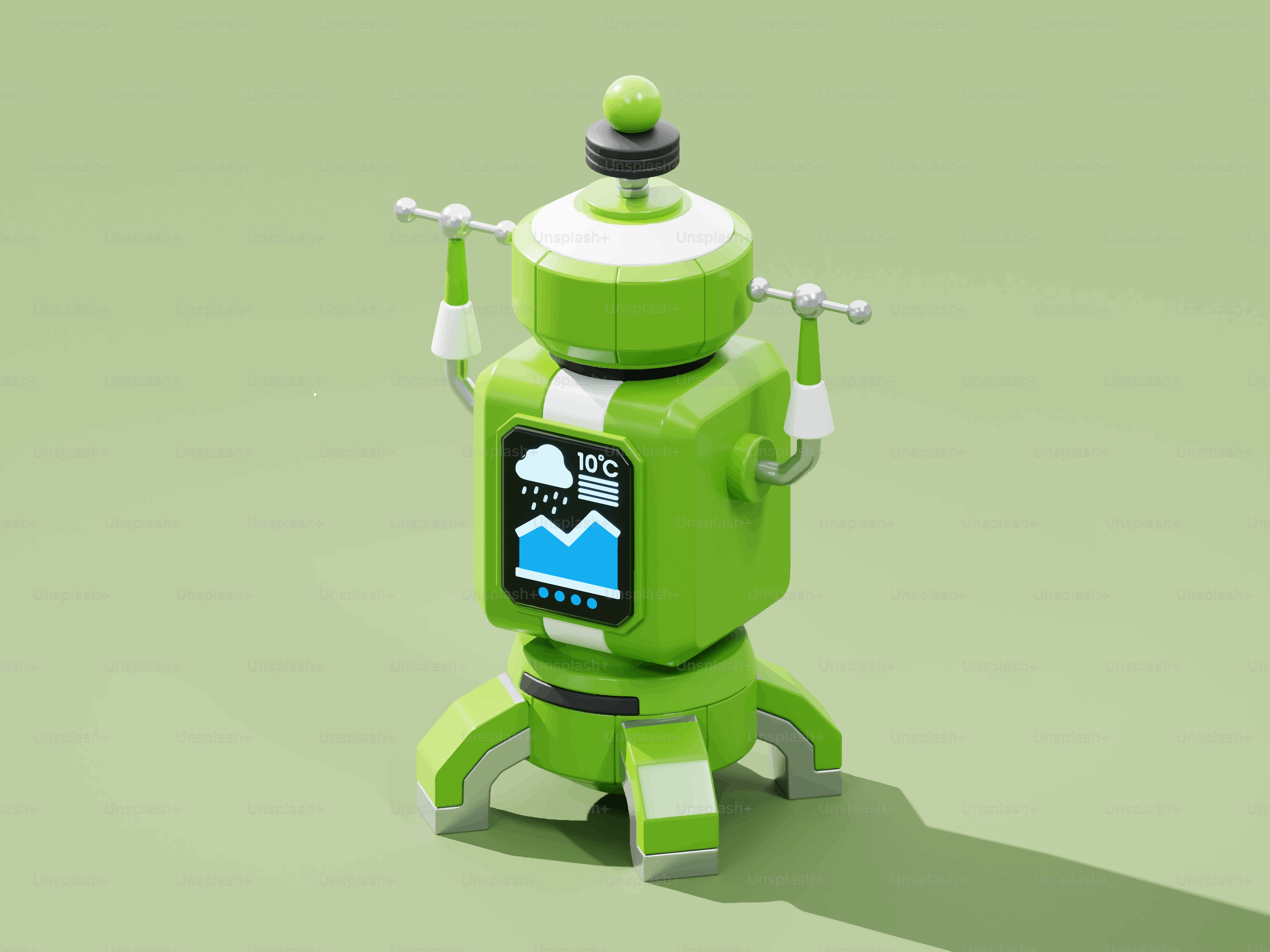 A green robot with a weather display screen. vector – Technology Image ...