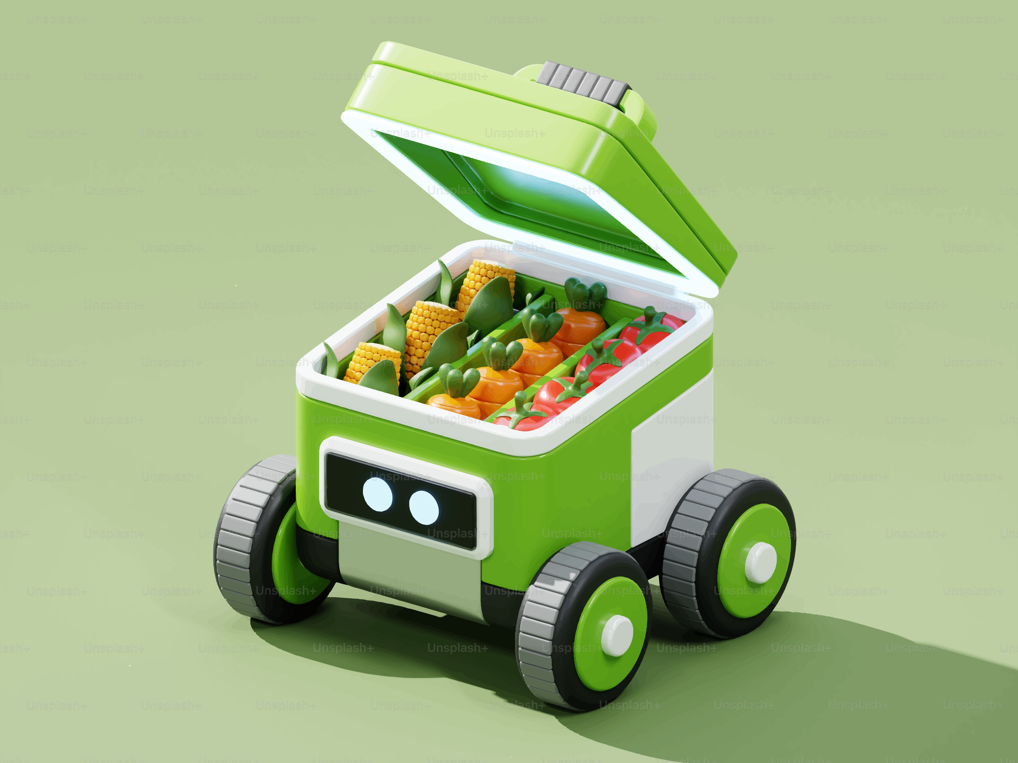 A green robot with a weather display screen. vector – Technology Image ...
