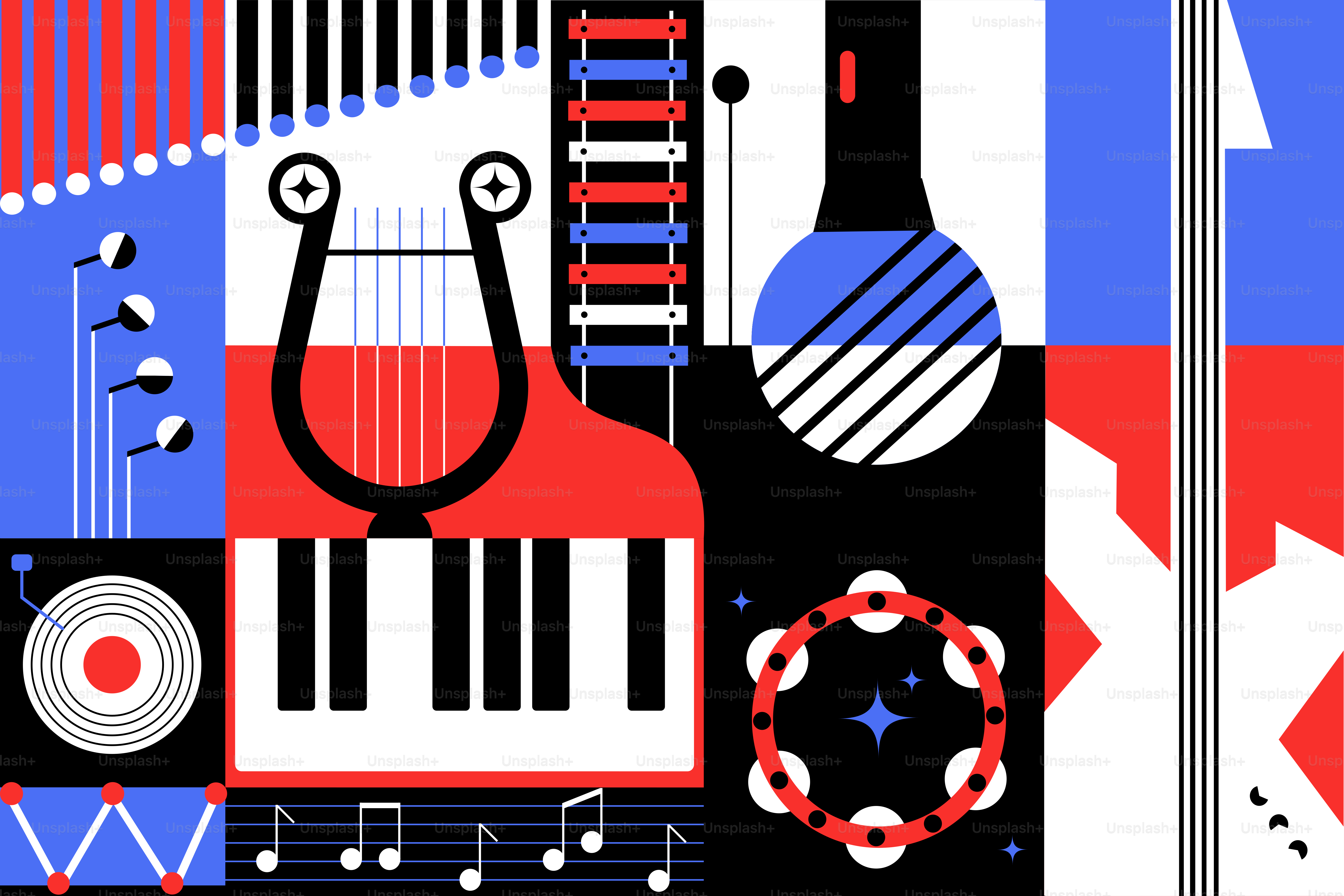 Vektor Komposisi abstrak alat musik dan nada – Gambar Abstrak di Unsplash