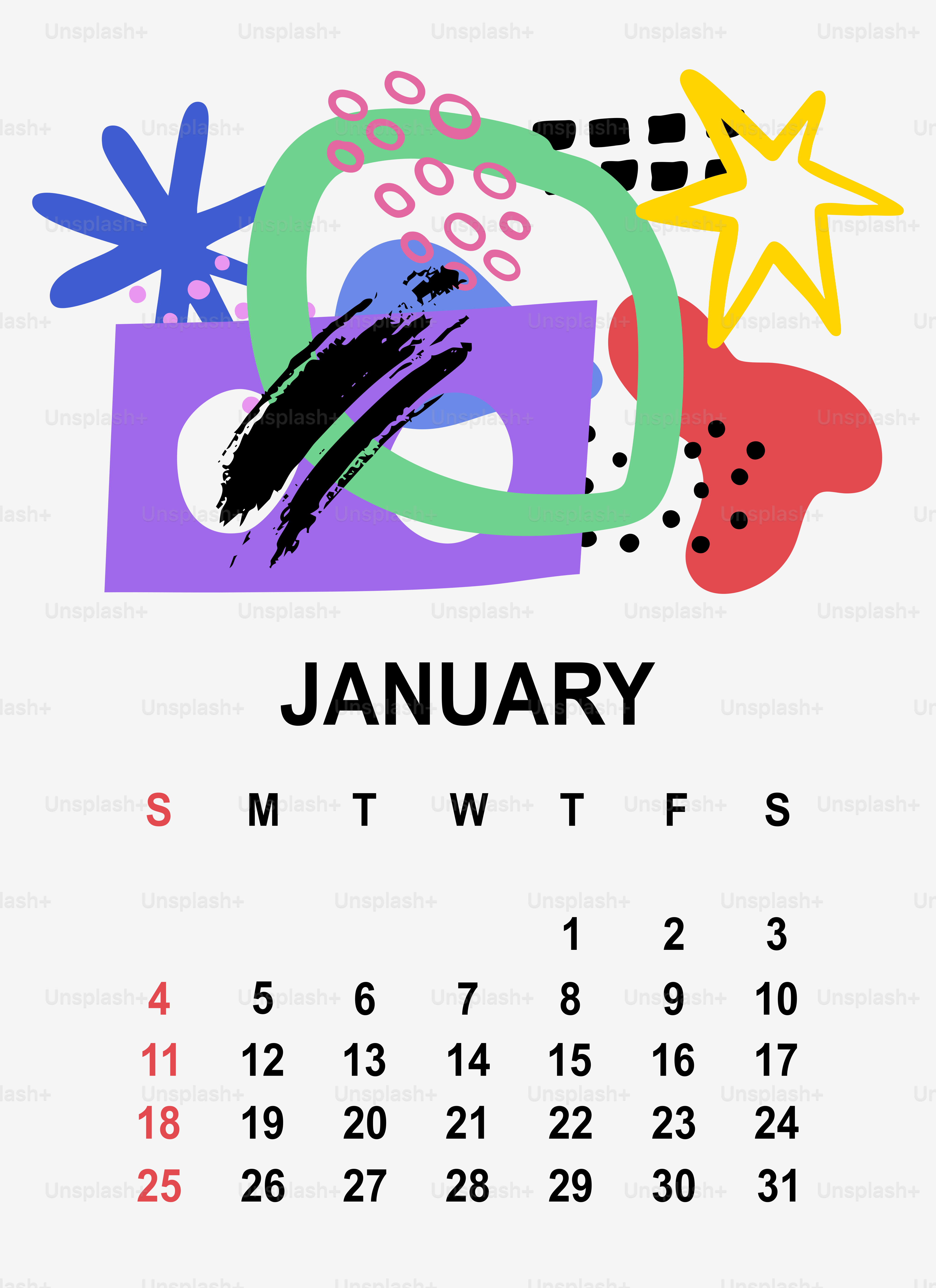 Abstract art above a january calendar vector – Illustration Image on ...