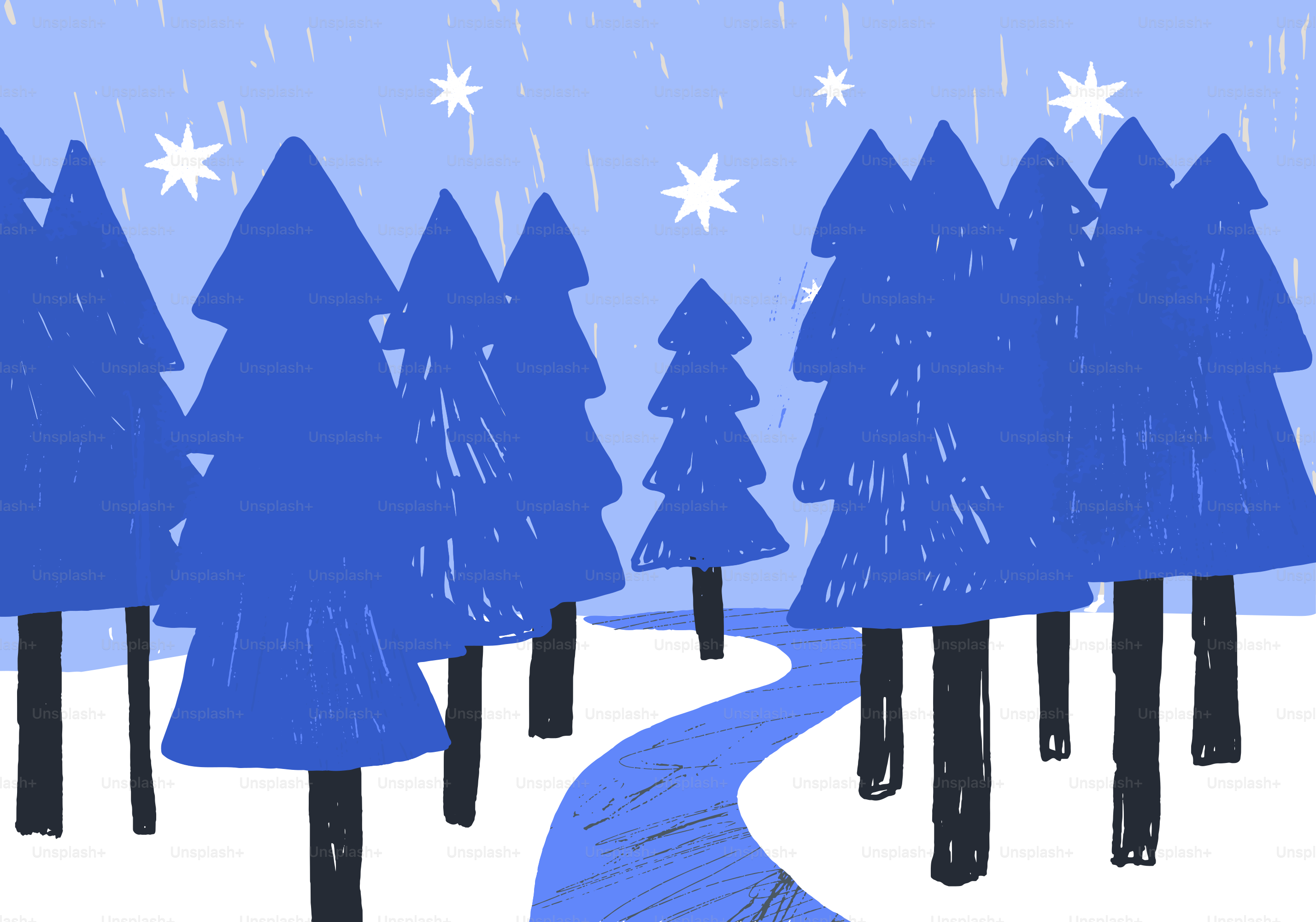 Vektor Pohon pinus biru di lanskap bersalju – Gambar Latar di Unsplash