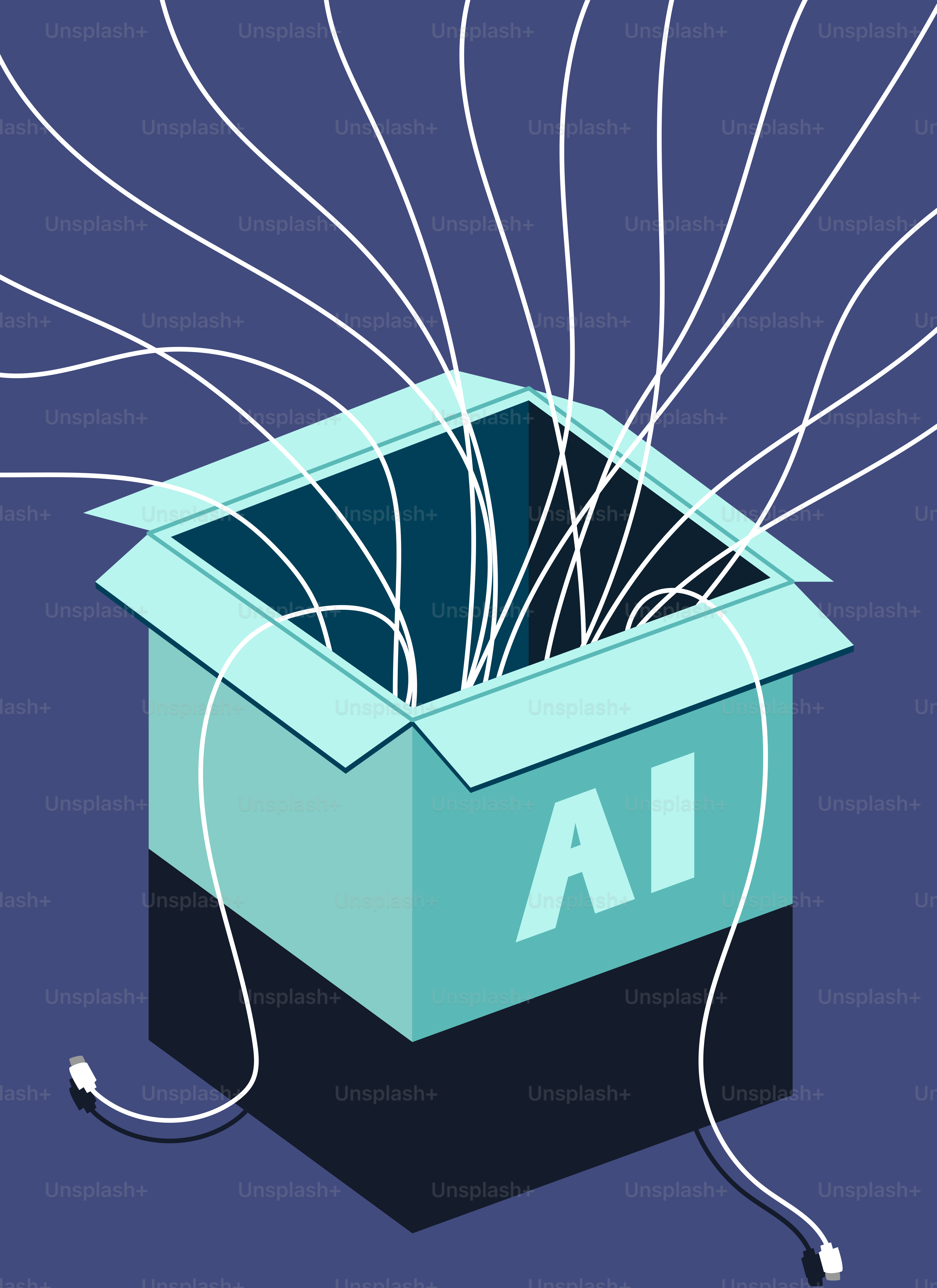 Open box with ai text and wires emerging vector – Abstract Image on ...