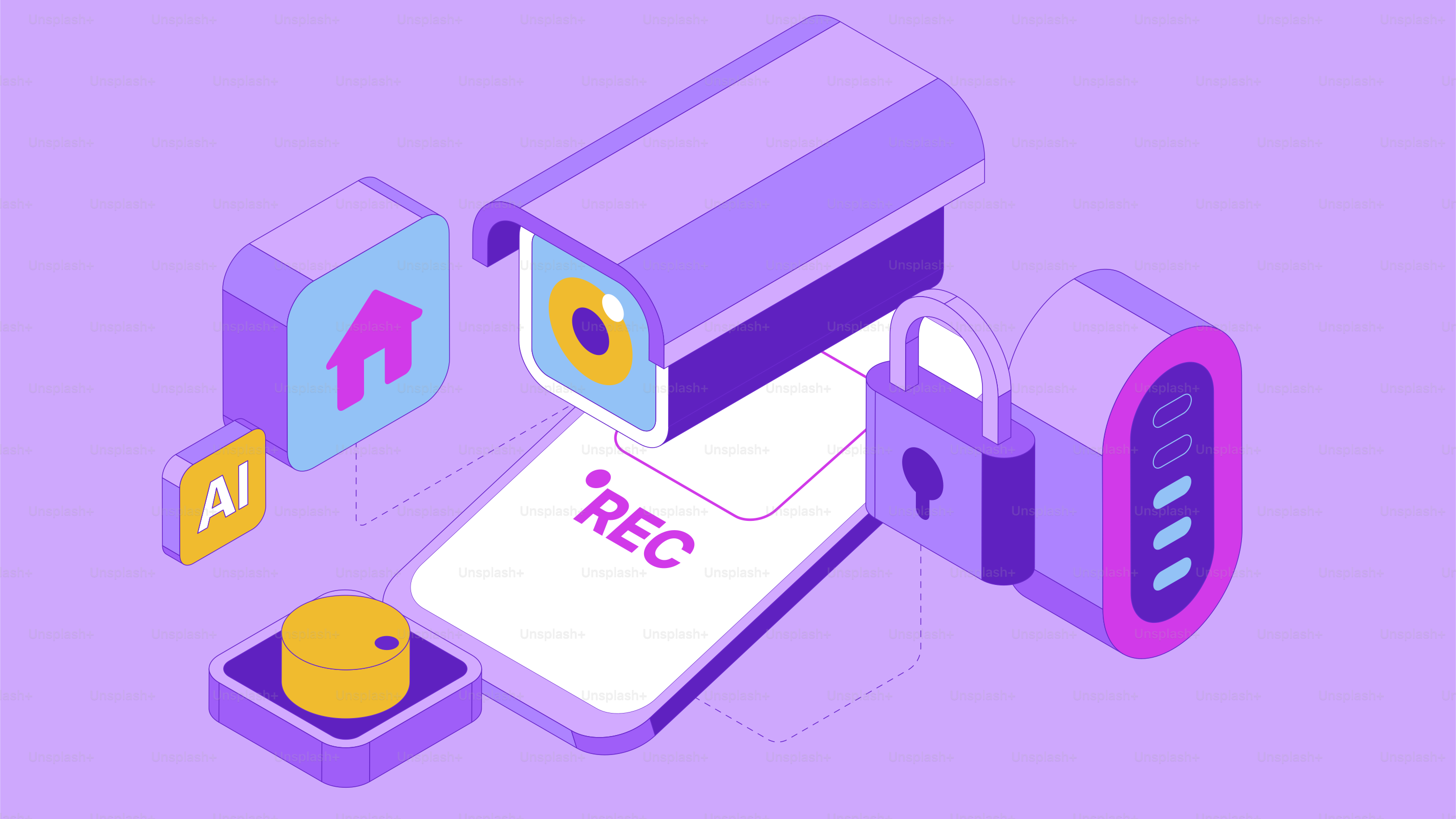 Robotic arm stacking boxes next to a phone. vector – Technology Image ...