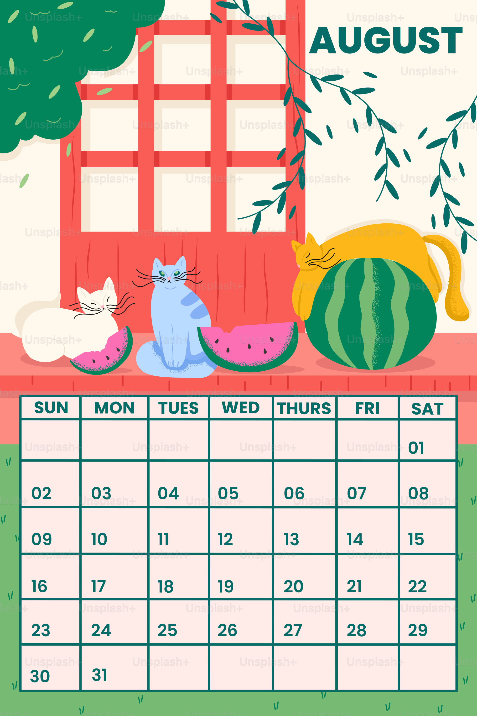February calendar with cats, cake, and balloons vector – Cat Image on ...
