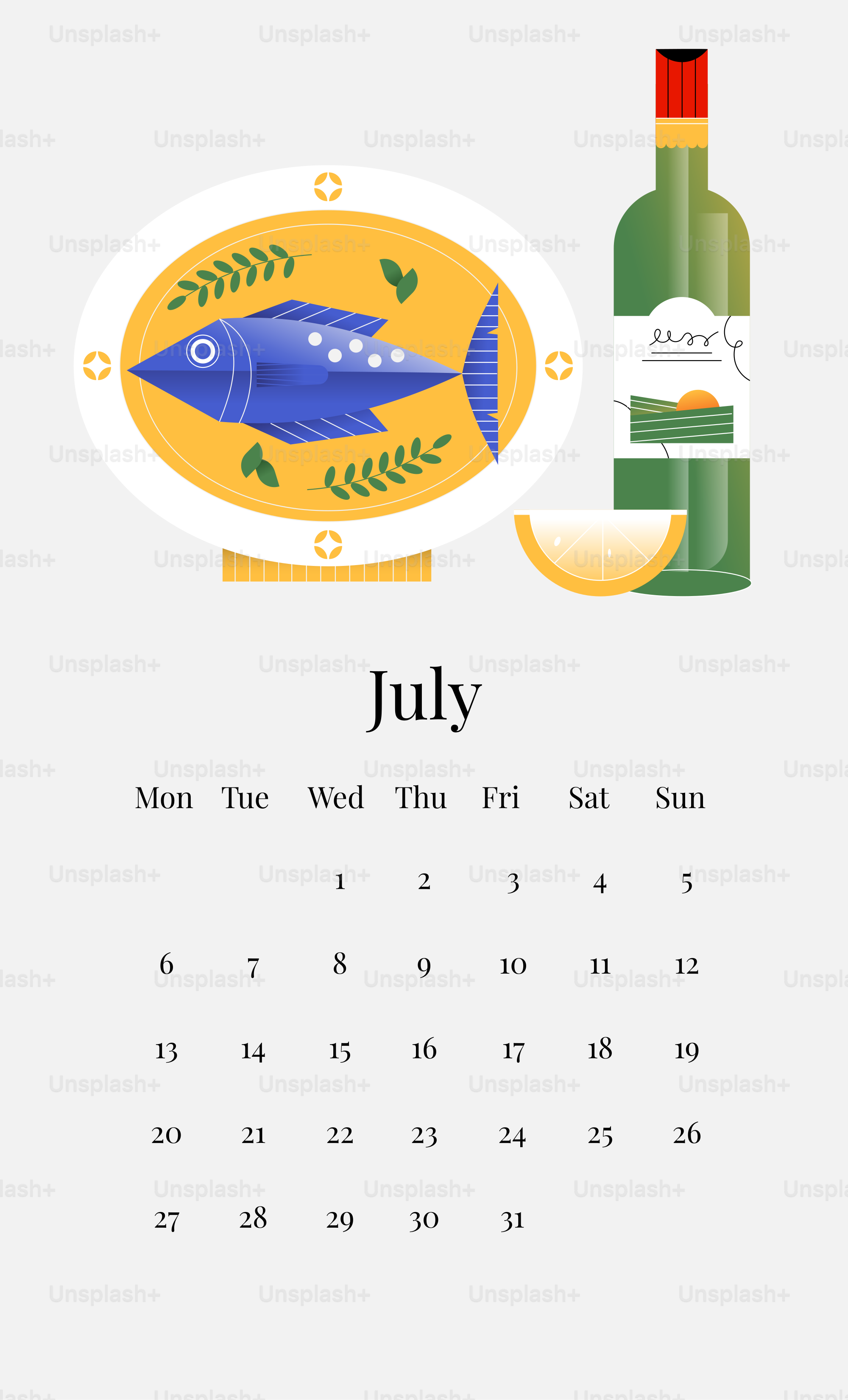 A green coffee pot and yellow mug with january calendar. vector ...