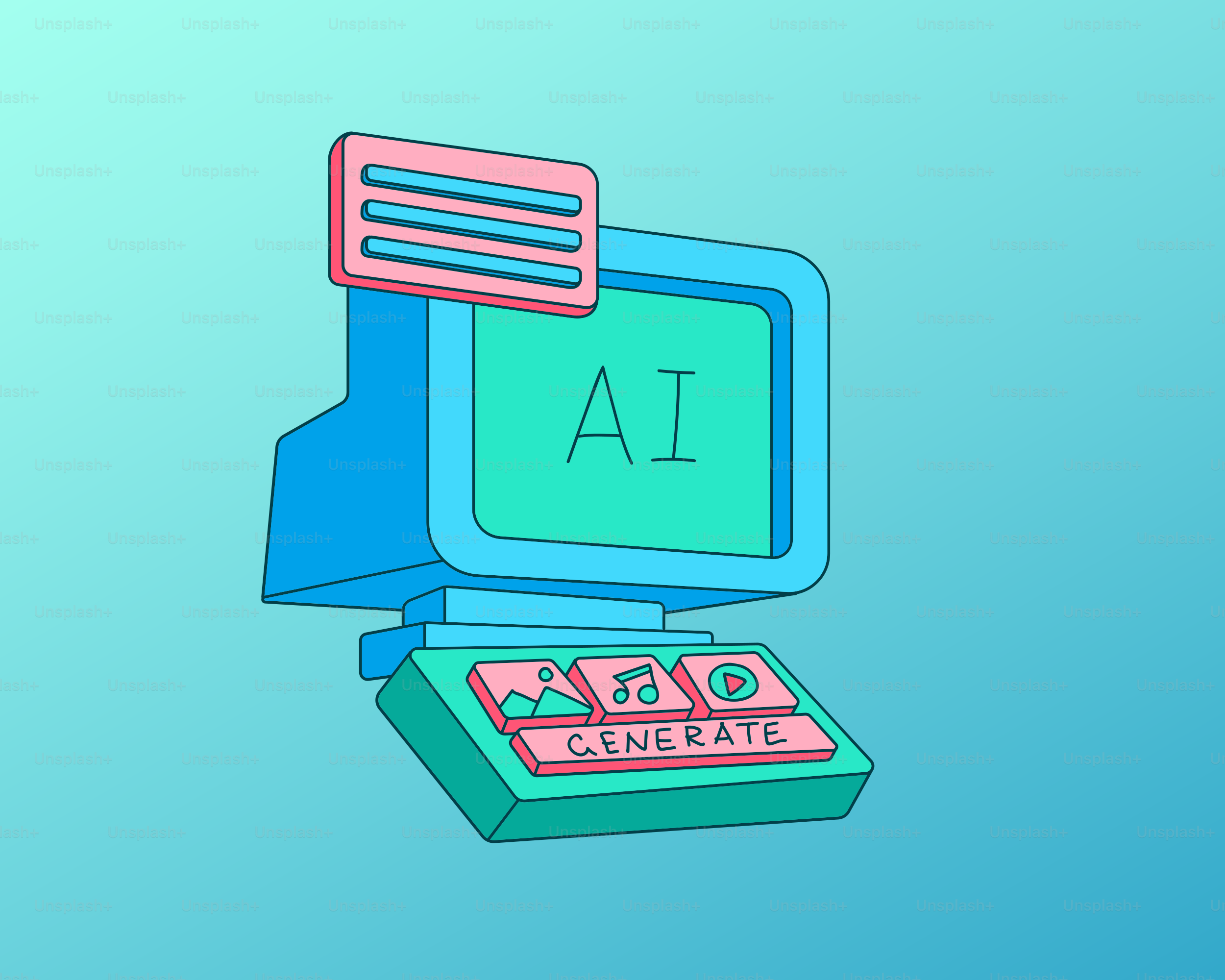 Ai interface with media icons and cursor vector – Technology Image on ...