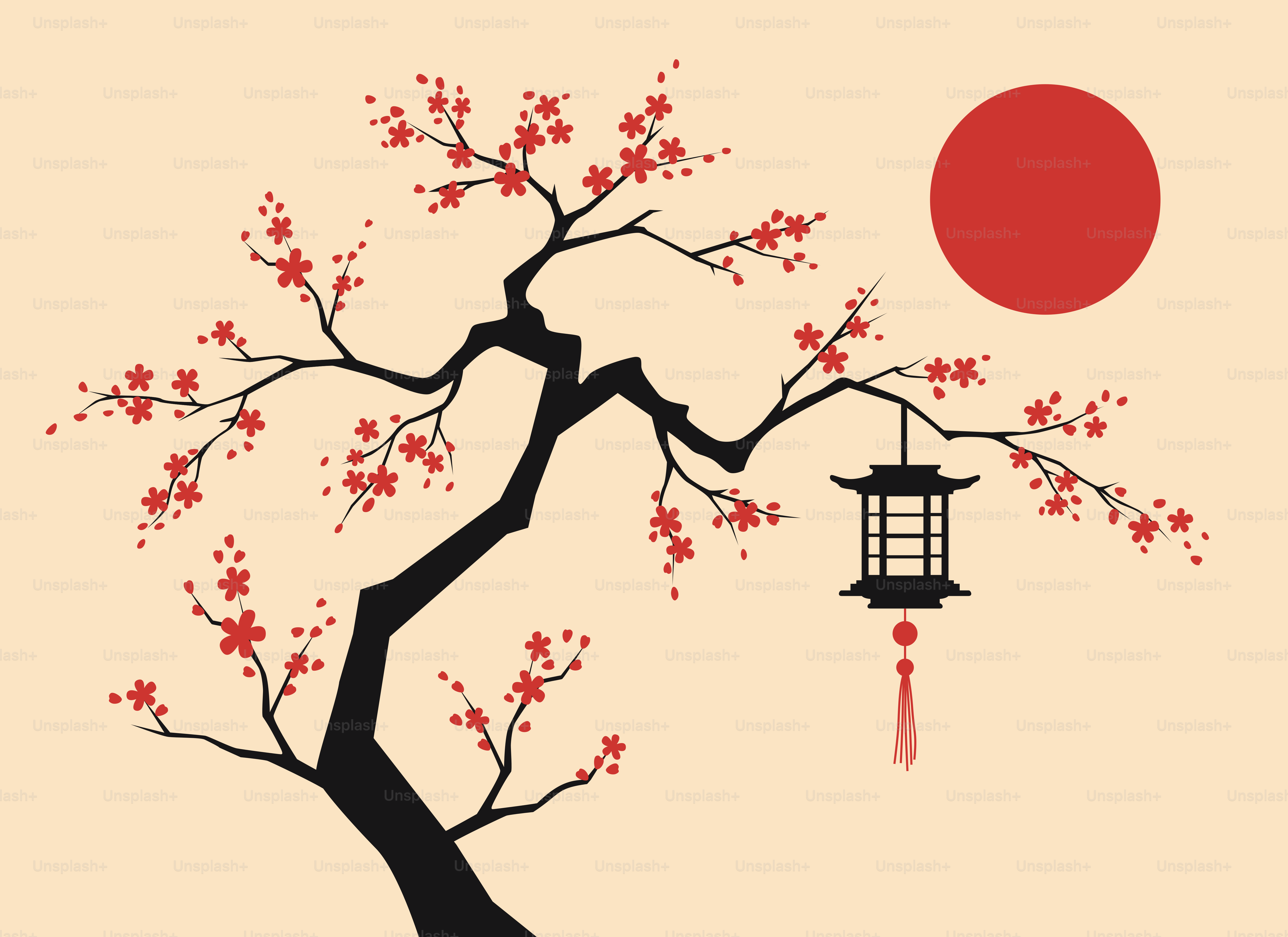 Colorful japanese umbrellas with birds flying above. vector – Aesthetic ...