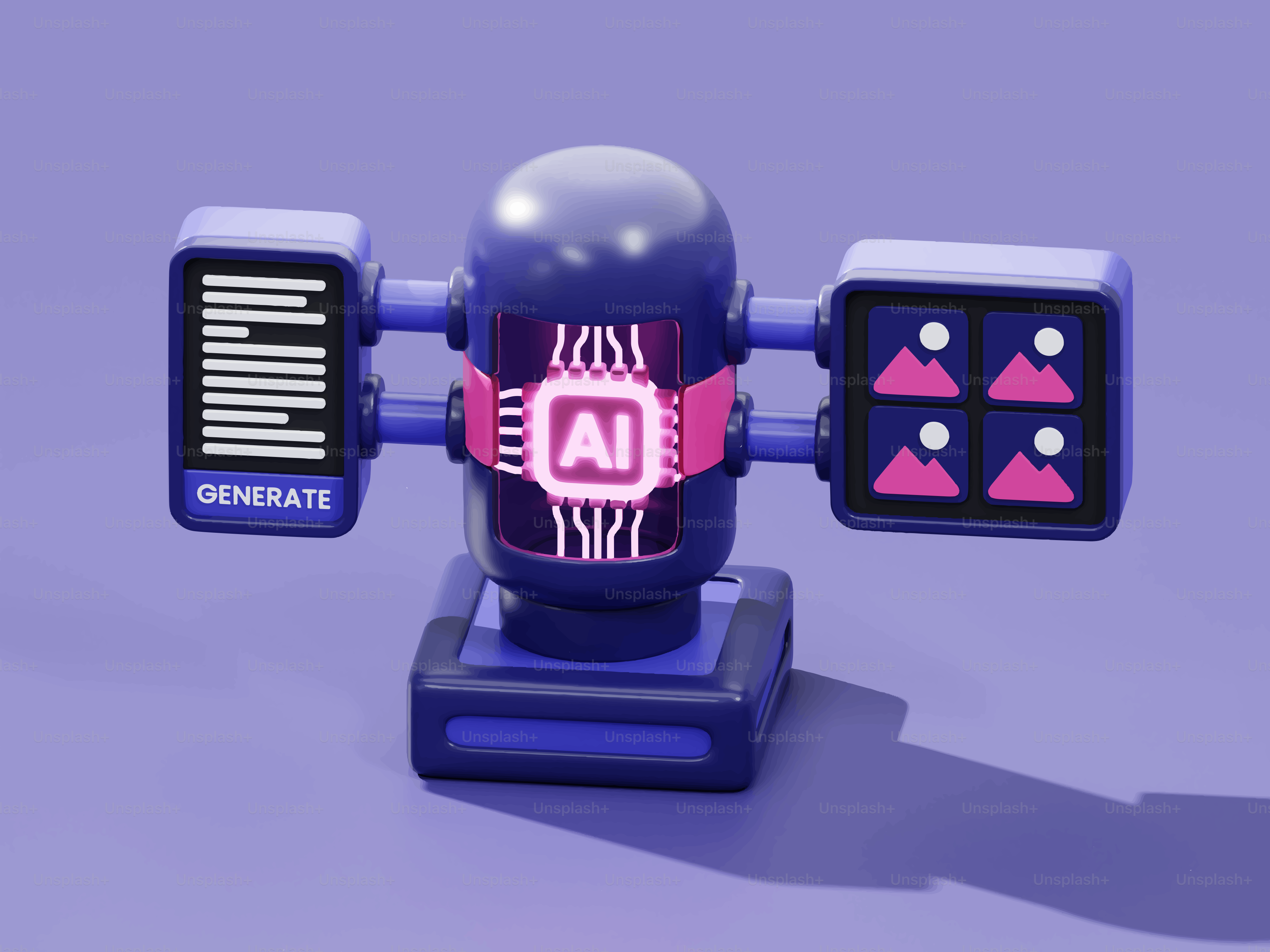3D ai generator machine with human icons vector – Technology Image on ...