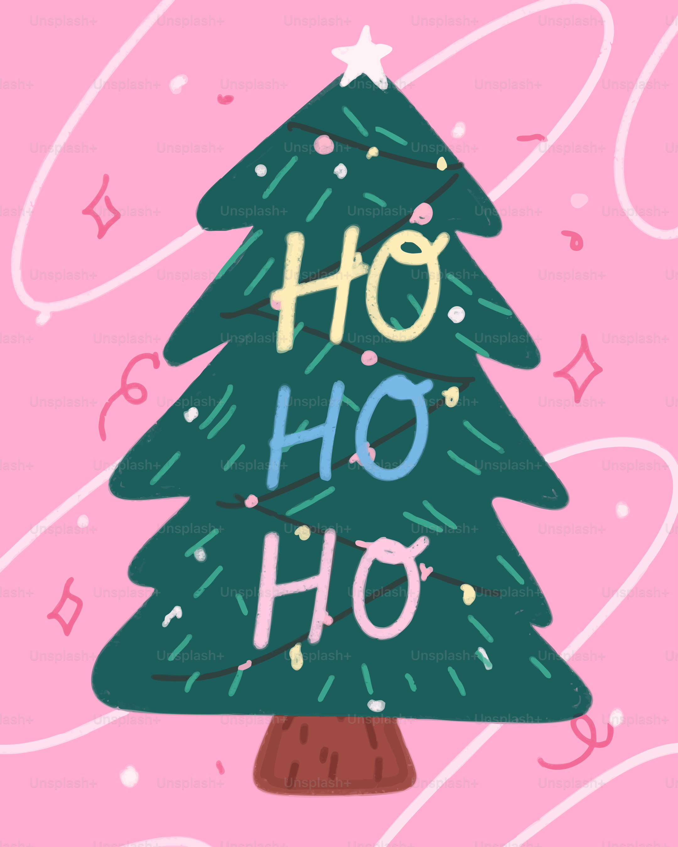 Christmas tree with "ho ho ho" text vector – Wallpaper Image on Unsplash