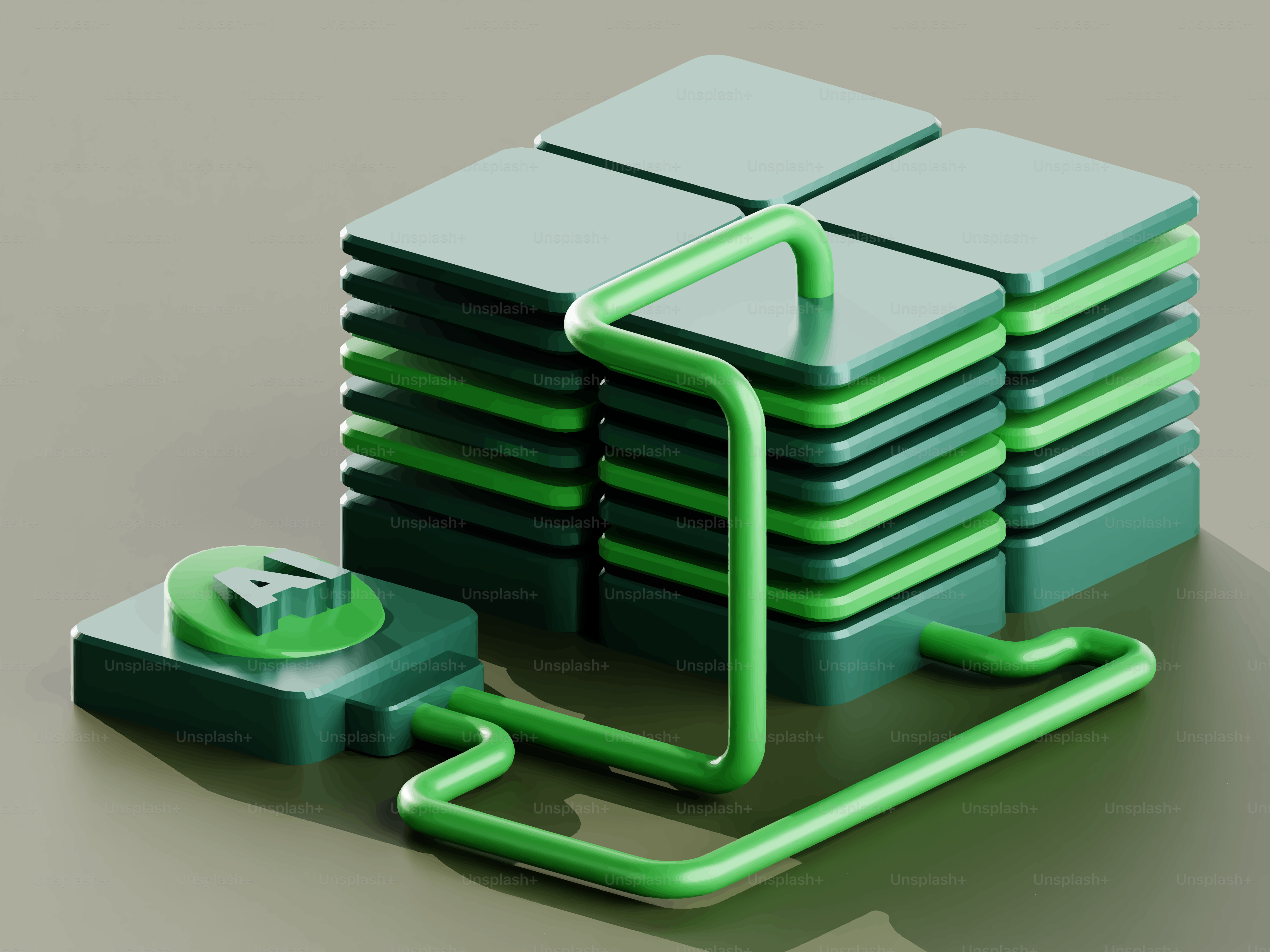 Green server rack with padlock and cooling fan vector – Technology ...