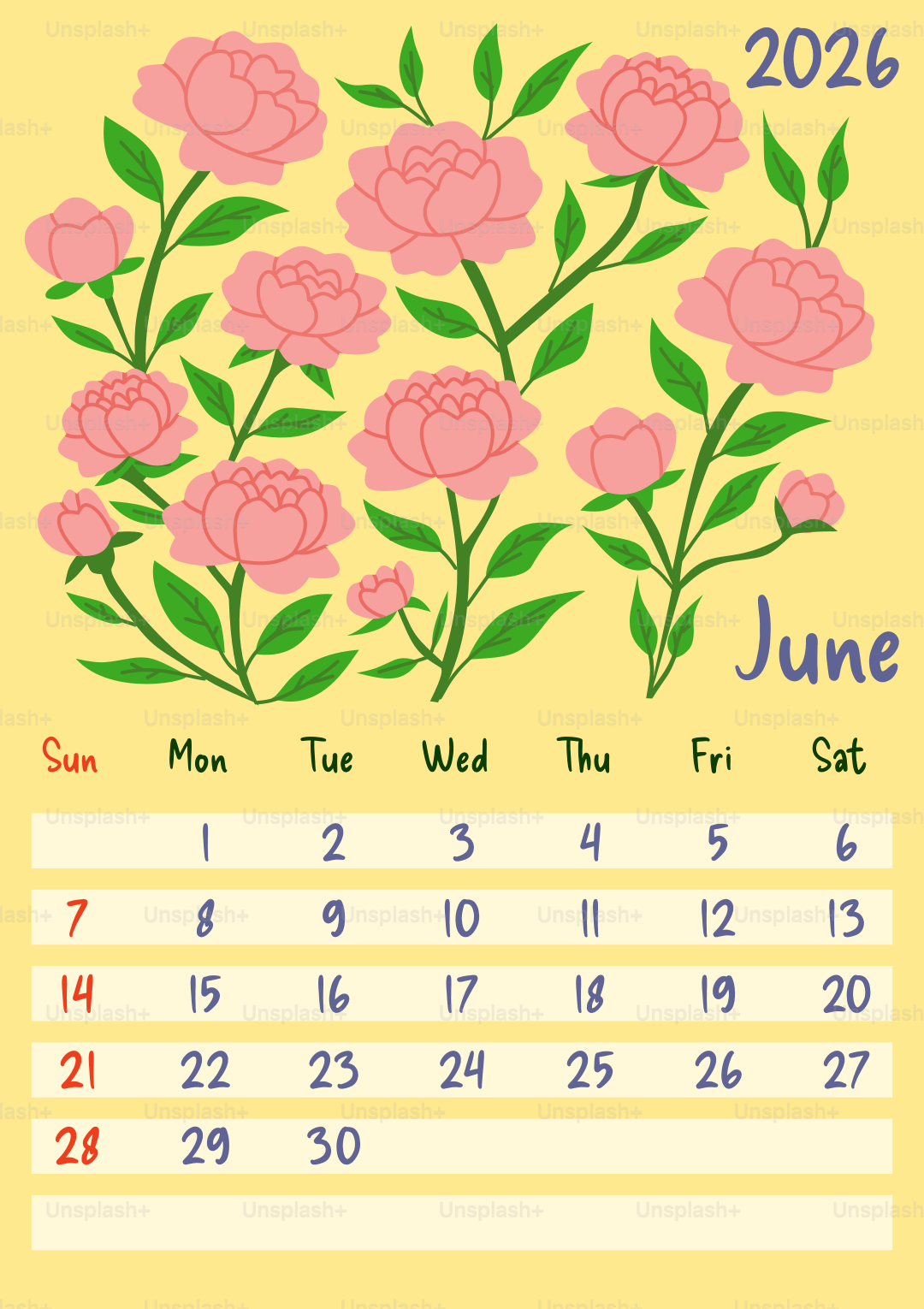 January 2026 calendar with snowdrop illustrations vector – Flower Image ...