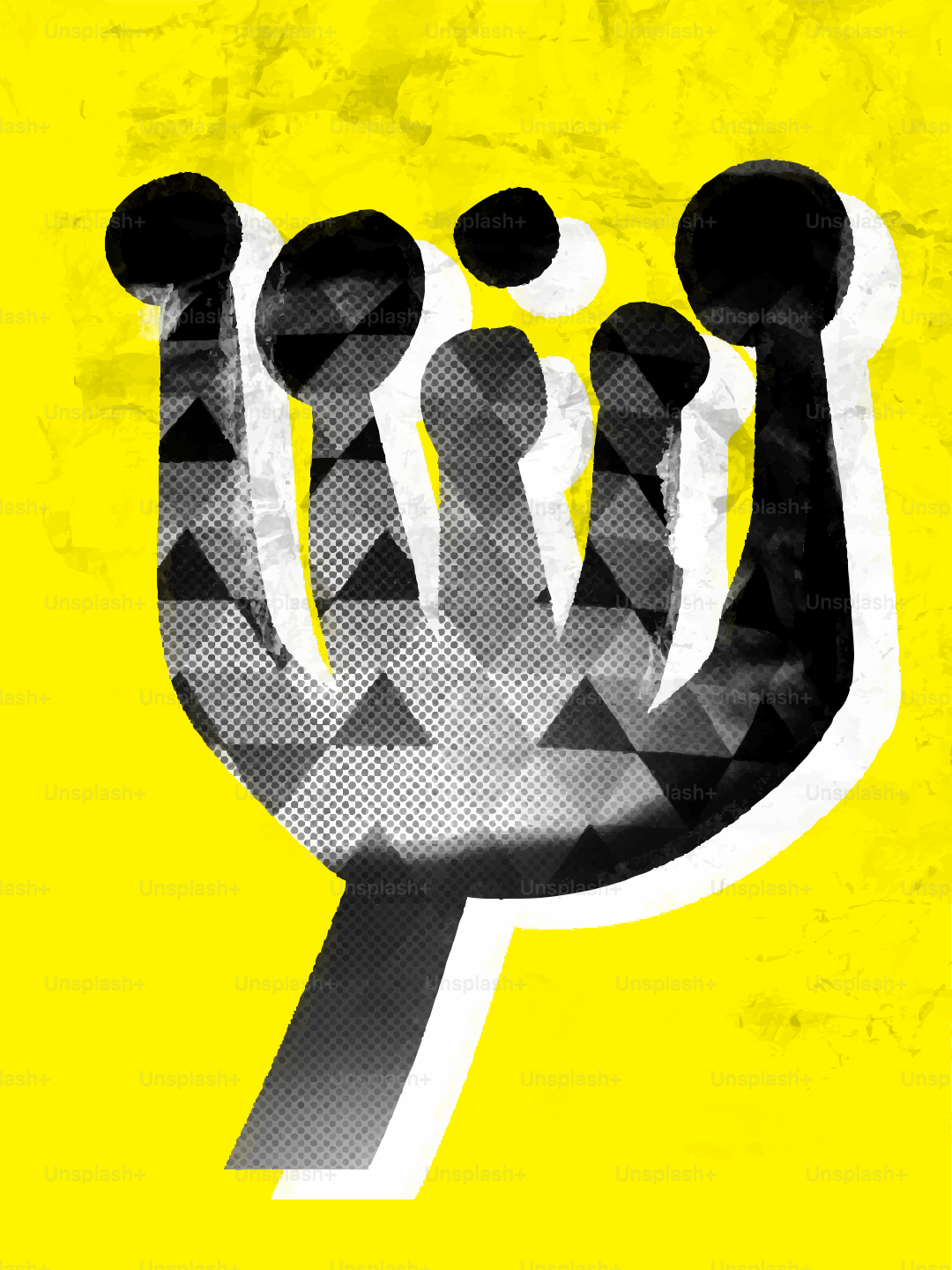 Abstract black and white flower on yellow background vector – Abstract ...