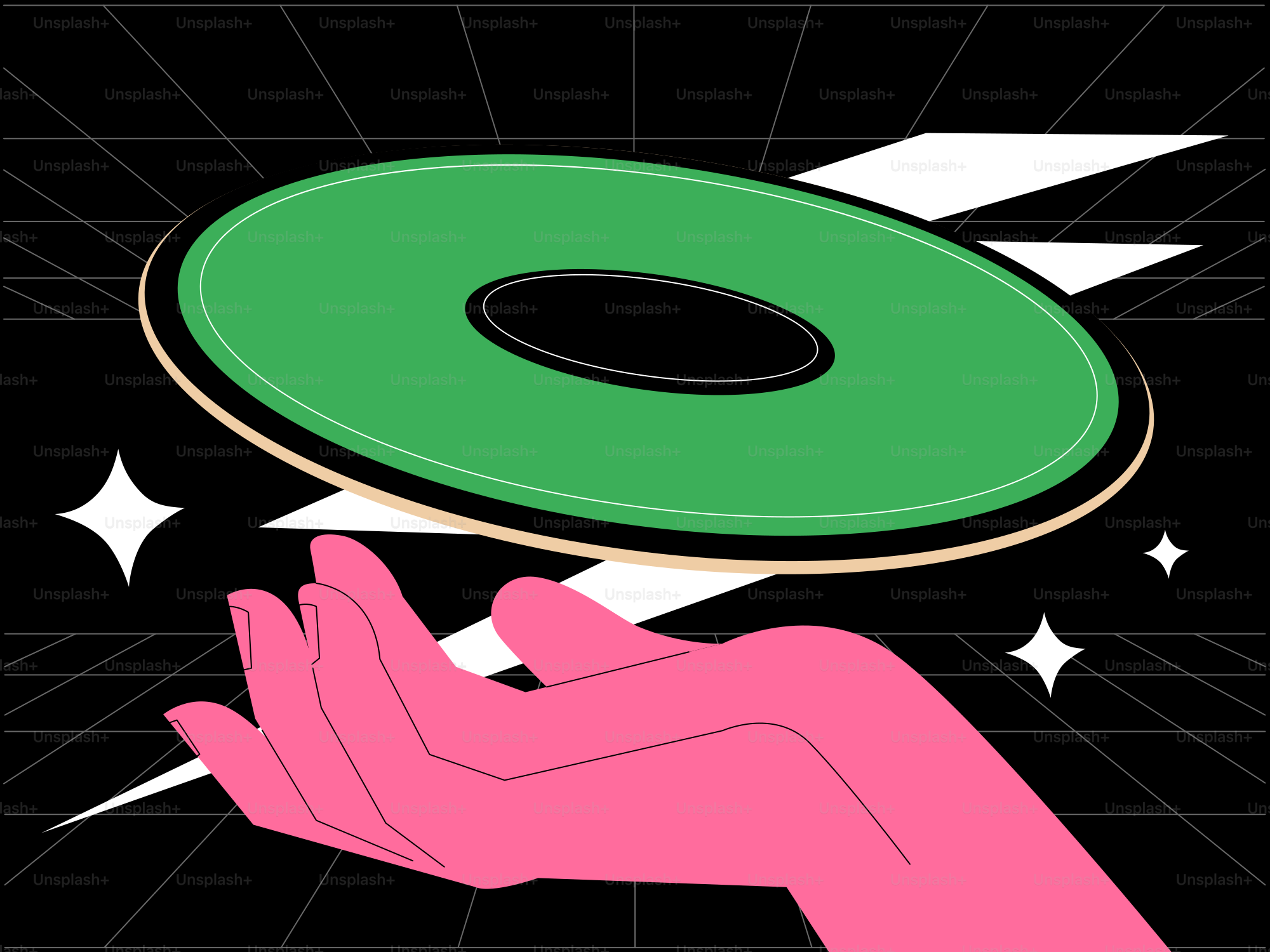 Hand holding a green frisbee with abstract background. vector – Music ...