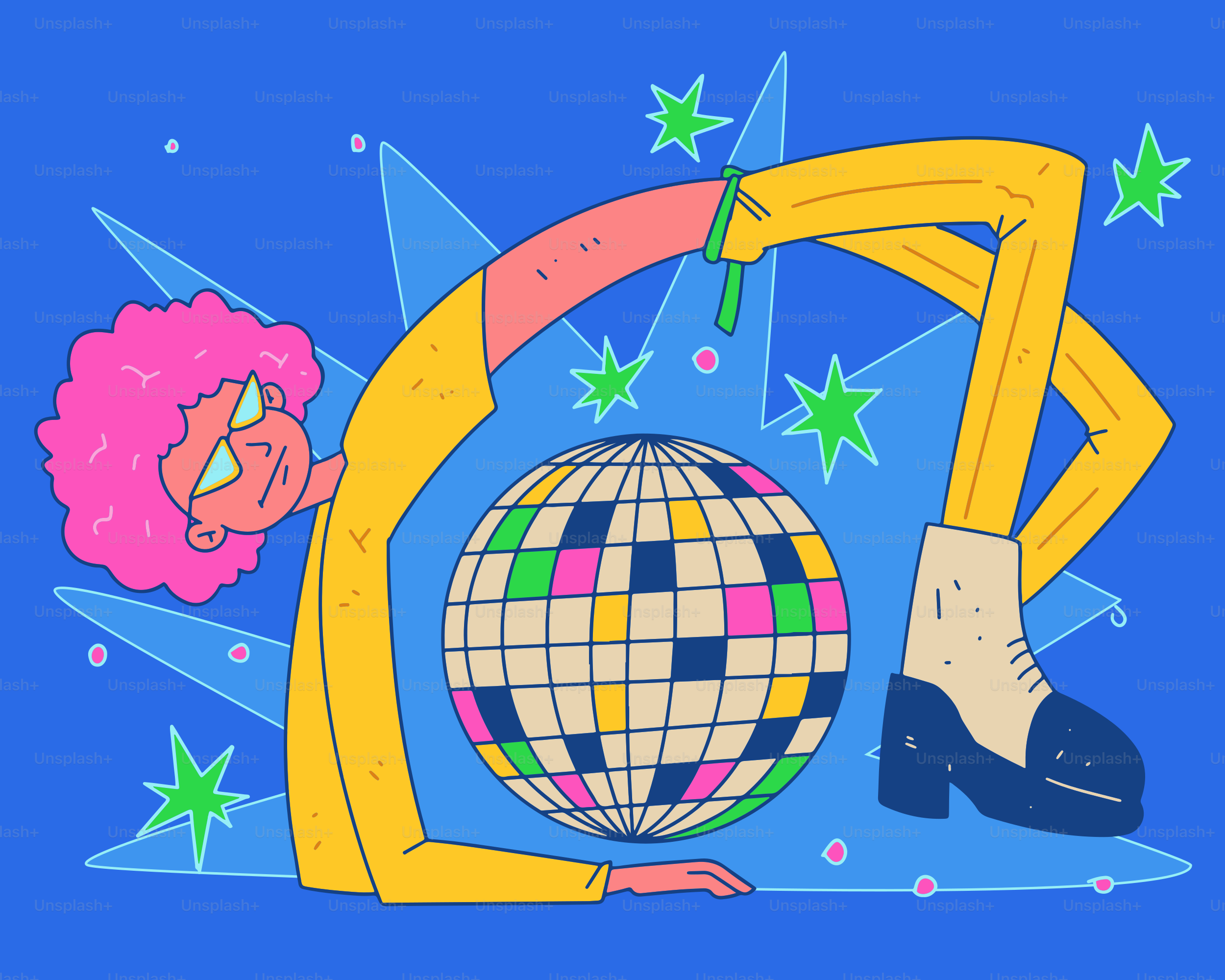 Disco ball with abstract eyes and limbs vector – Music Image on Unsplash