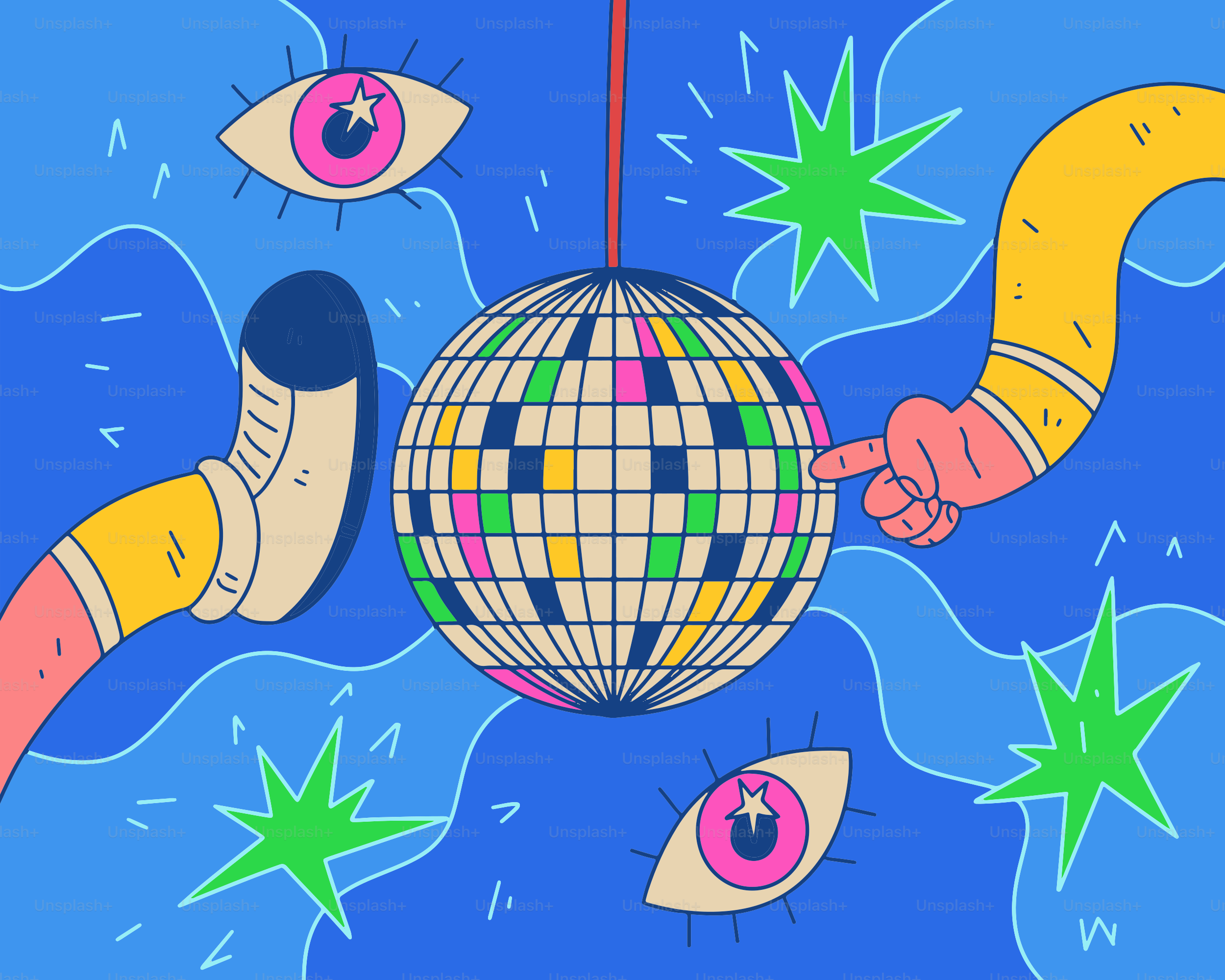 Disco ball with abstract eyes and limbs vector – Music Image on Unsplash